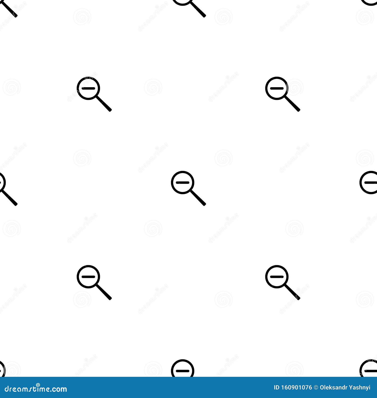 Seamless Pattern with Magnifier Decrease Zoom Icon on White Background. Vector Illustration for ...