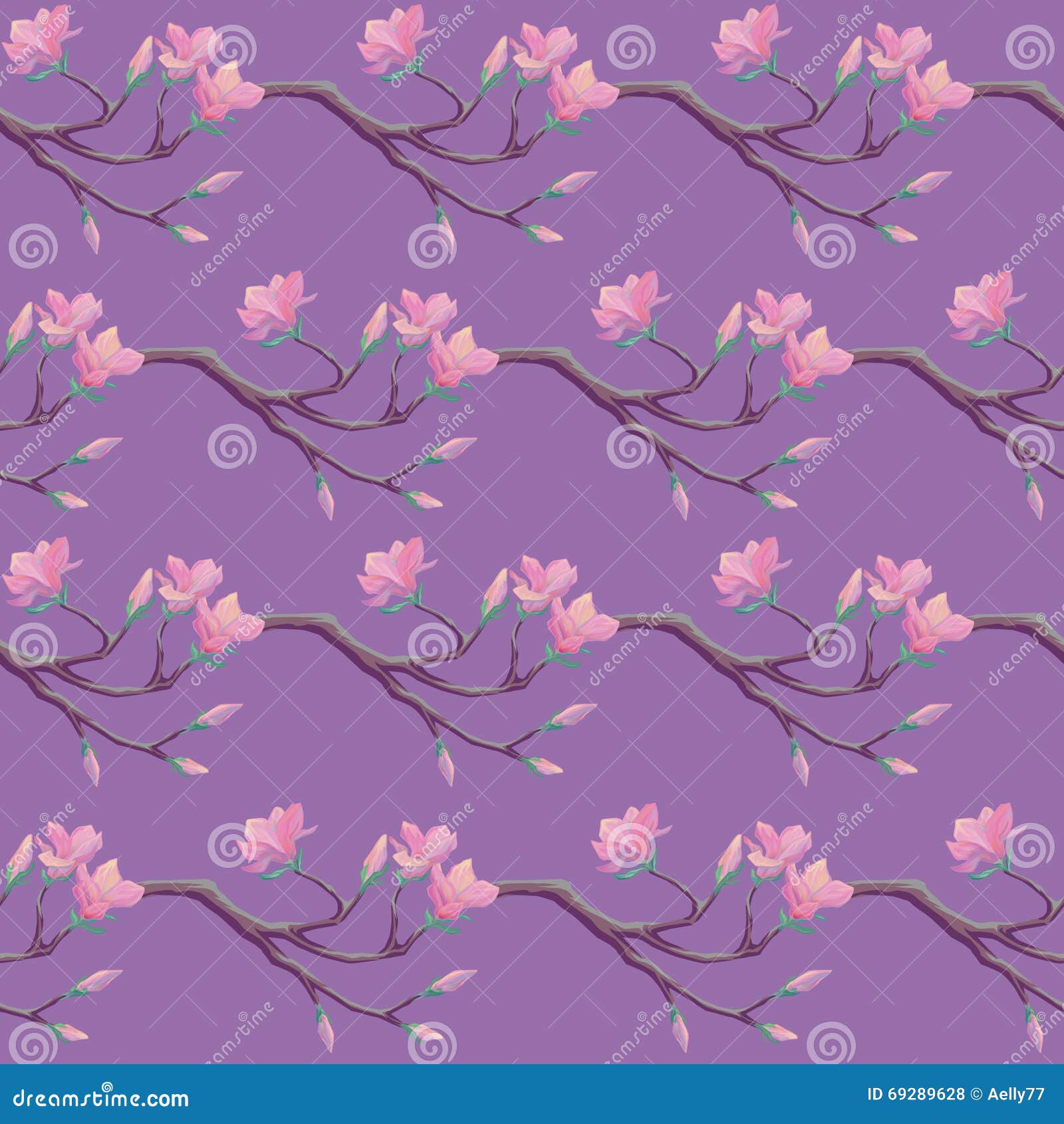 A Seamless Pattern with Magnolia Stock Vector - Illustration of ...