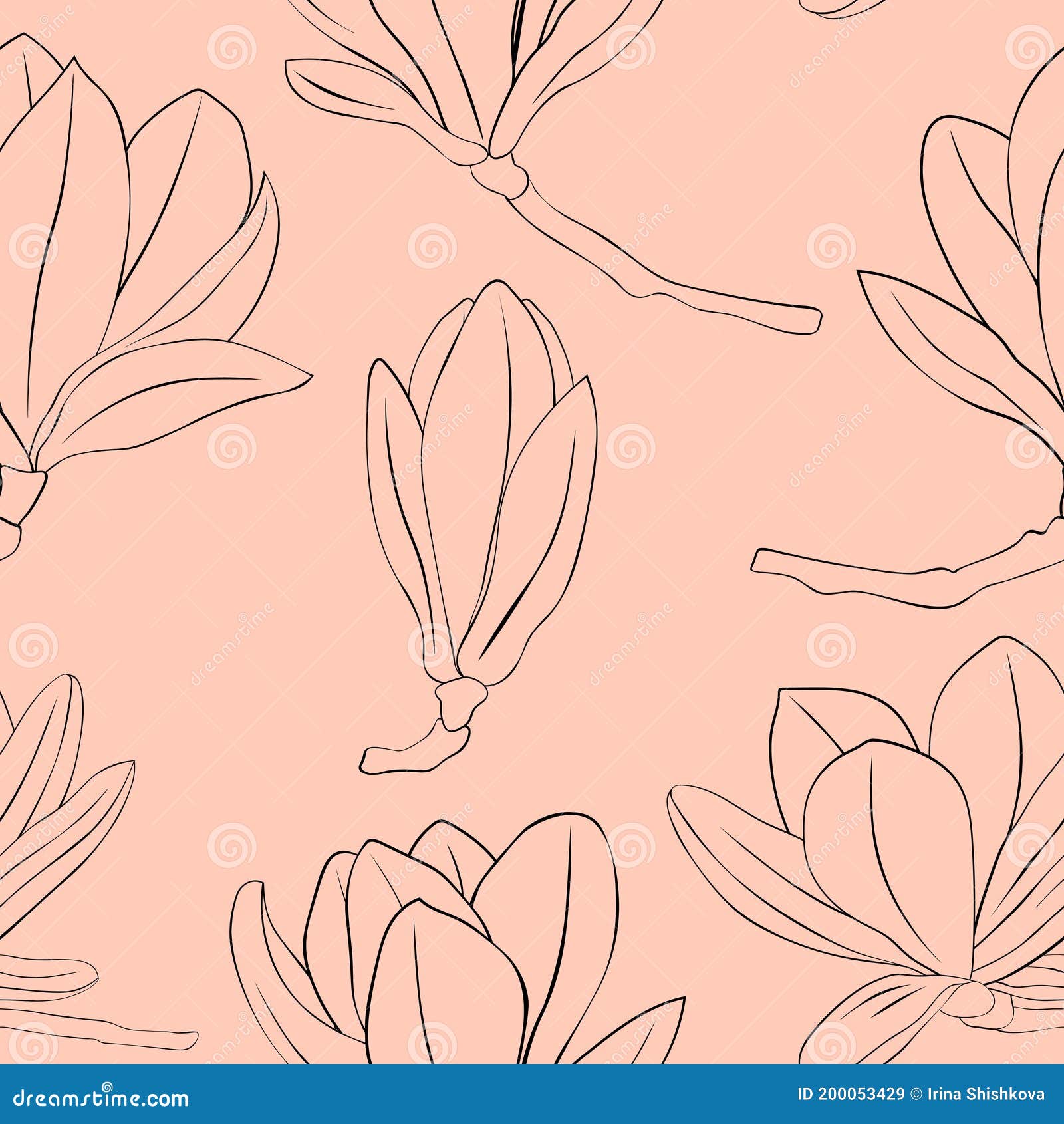 Seamless Pattern Magnolia Vector Illustration Stock Vector ...