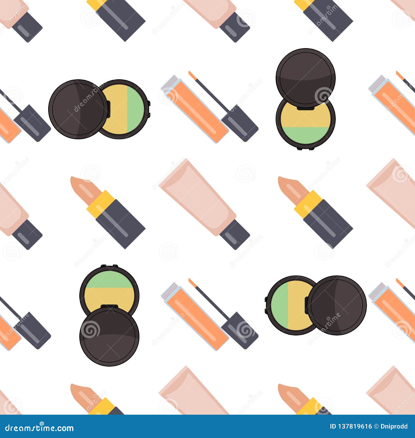 Seamless Pattern with Makeup Items Stock Vector - Illustration of ...
