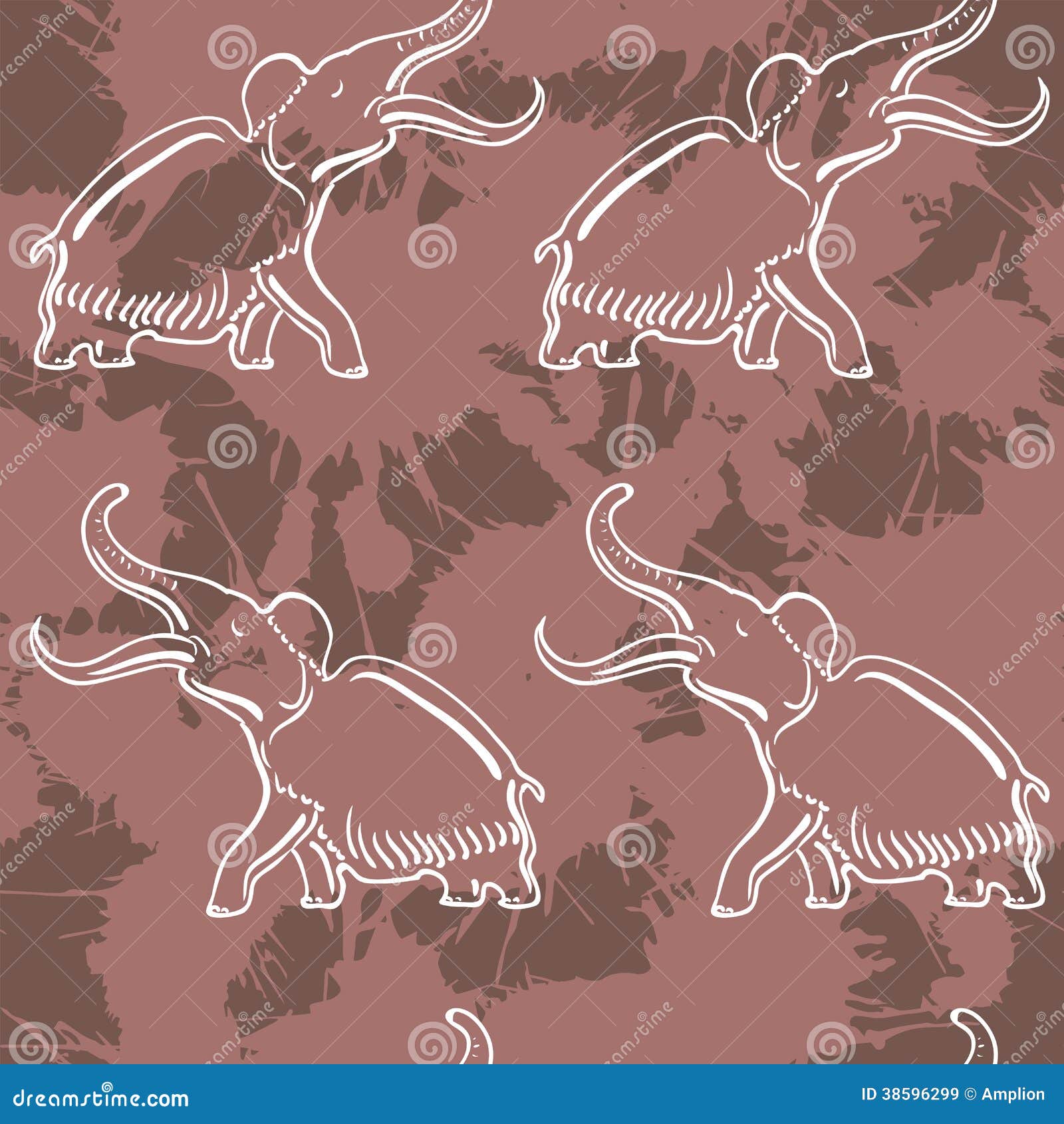 Seamless Pattern with Mammoth Stock Vector - Illustration of painting ...