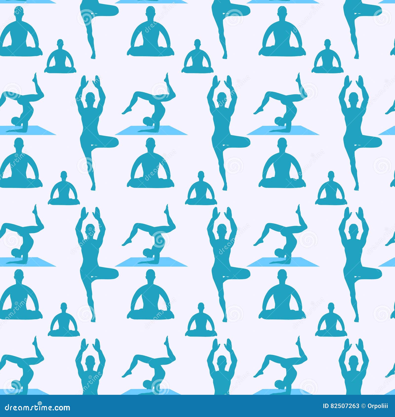 Seamless Pattern Man Standing, Exercise, Meditation, Lotus. Vector Illustration Stock Vector ...