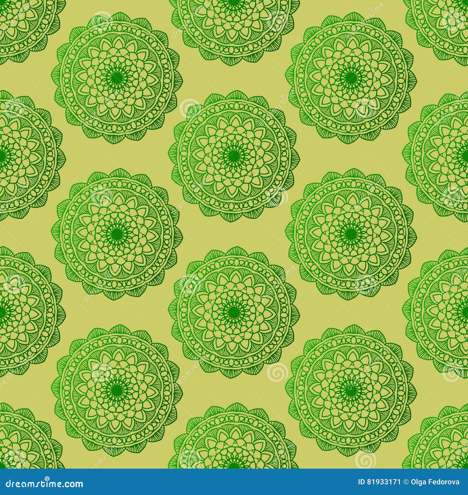 Seamless Pattern Mandala Green Stock Illustration - Illustration of ...