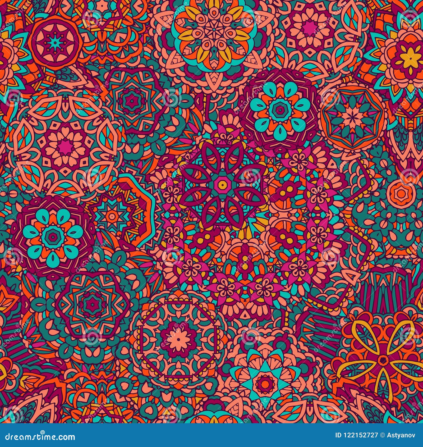 Seamless Pattern Mandala Ornament Stock Vector Illustration Of