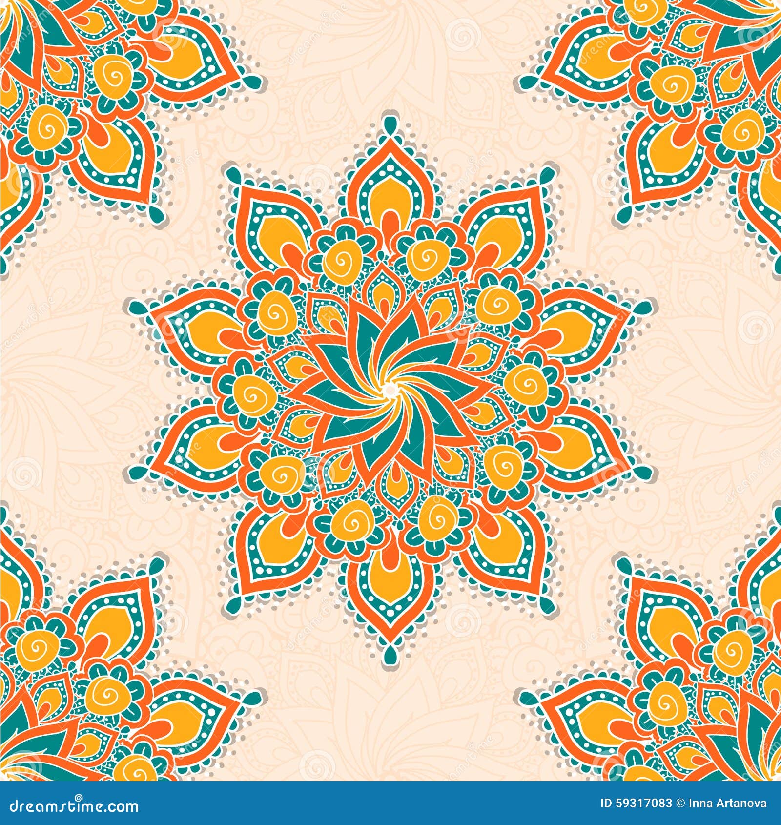 Seamless Pattern with Mandala Stock Vector - Illustration of modern ...