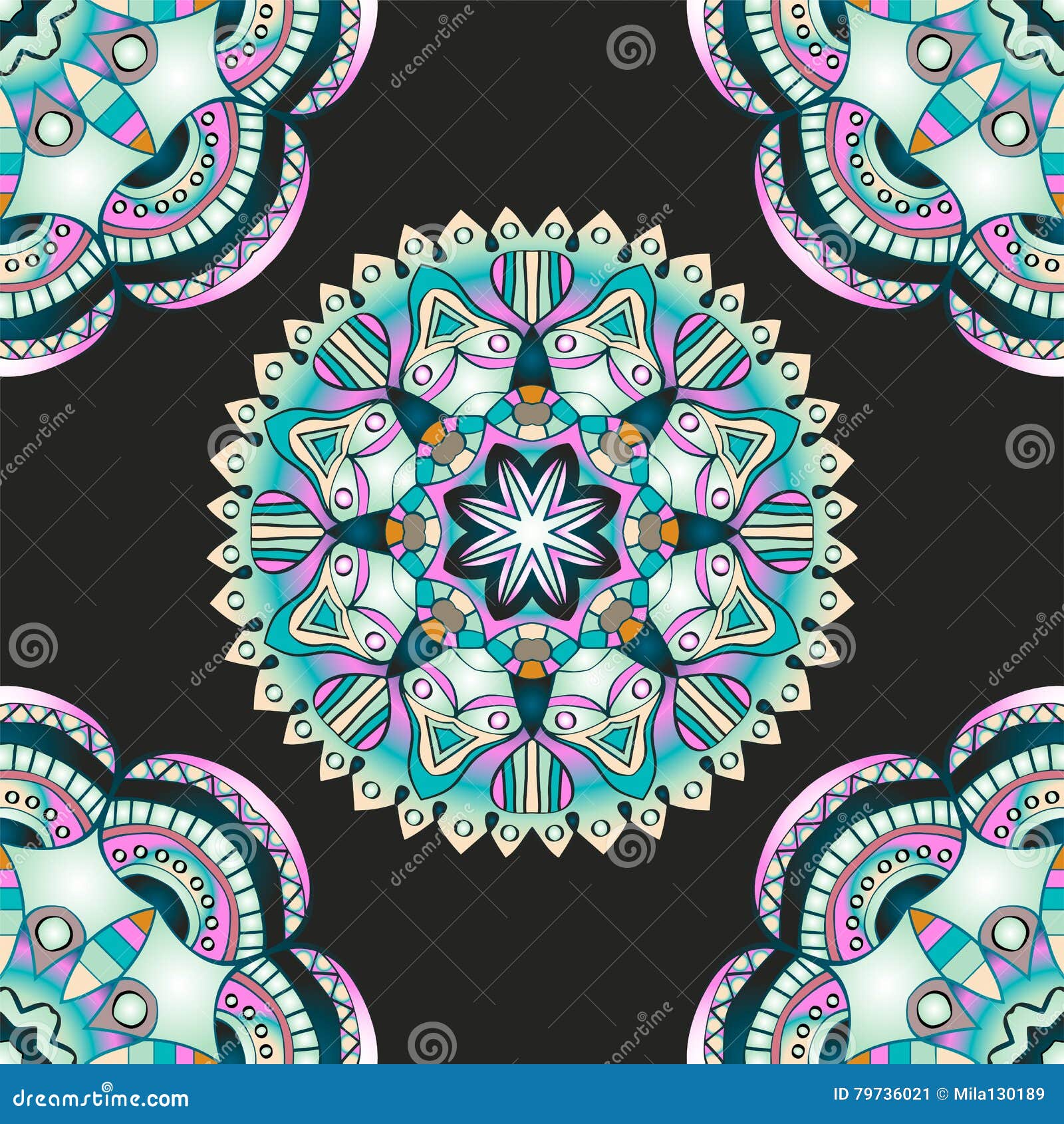 Seamless Pattern with Mandalas in Modern Nacre Colors. Stock Vector ...
