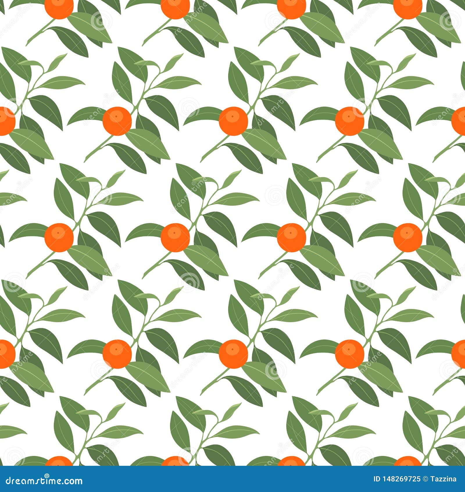 Seamless Pattern with Mandarin Branches Stock Vector - Illustration of ...