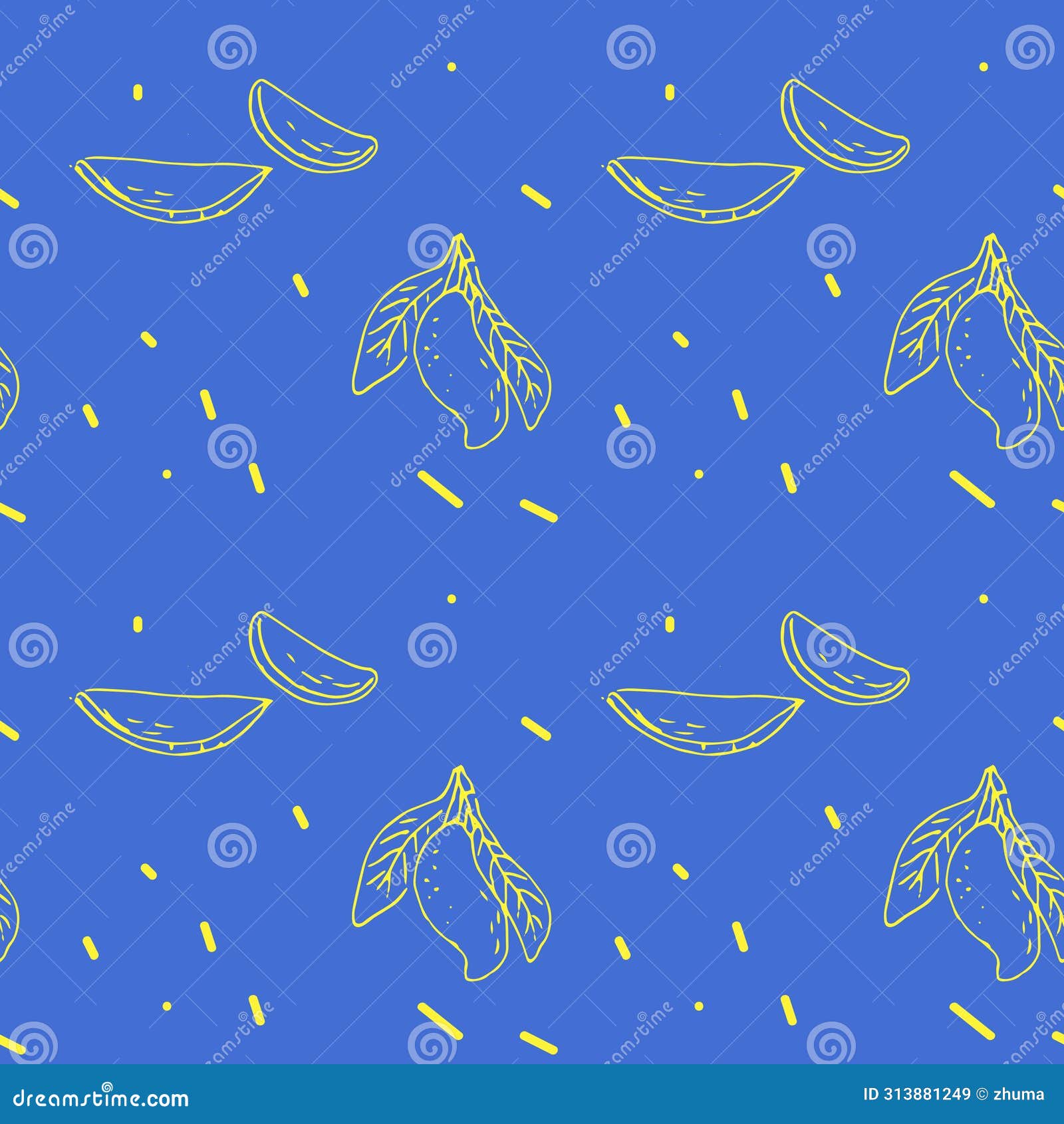Seamless Pattern with Mango on Blue Background Stock Vector ...