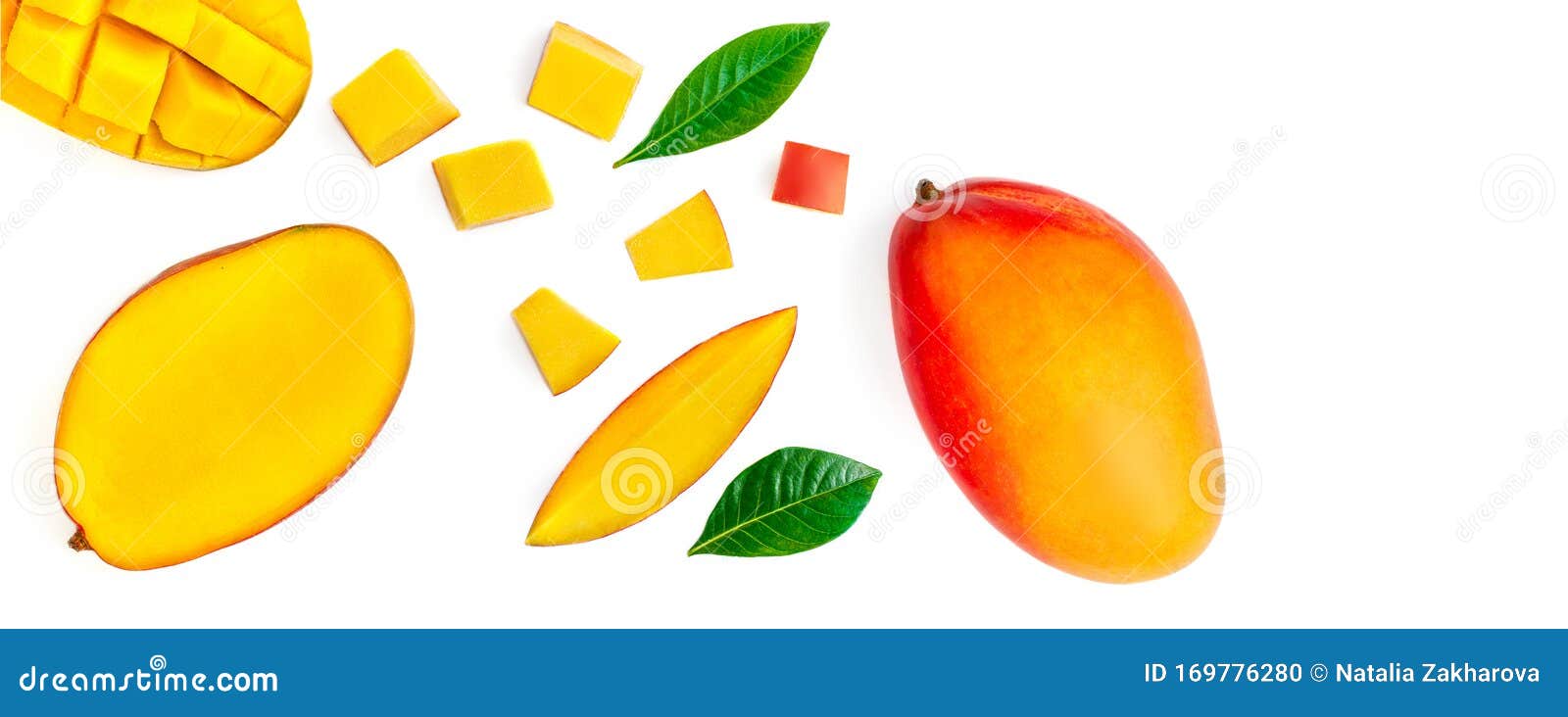 Seamless Pattern with Mango Fruit with Pieces. Tropical Mango Isolated ...