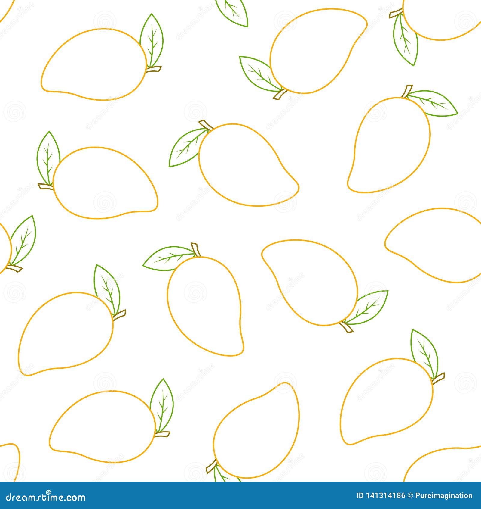 Seamless Pattern with Mango on White Background Stock Vector ...