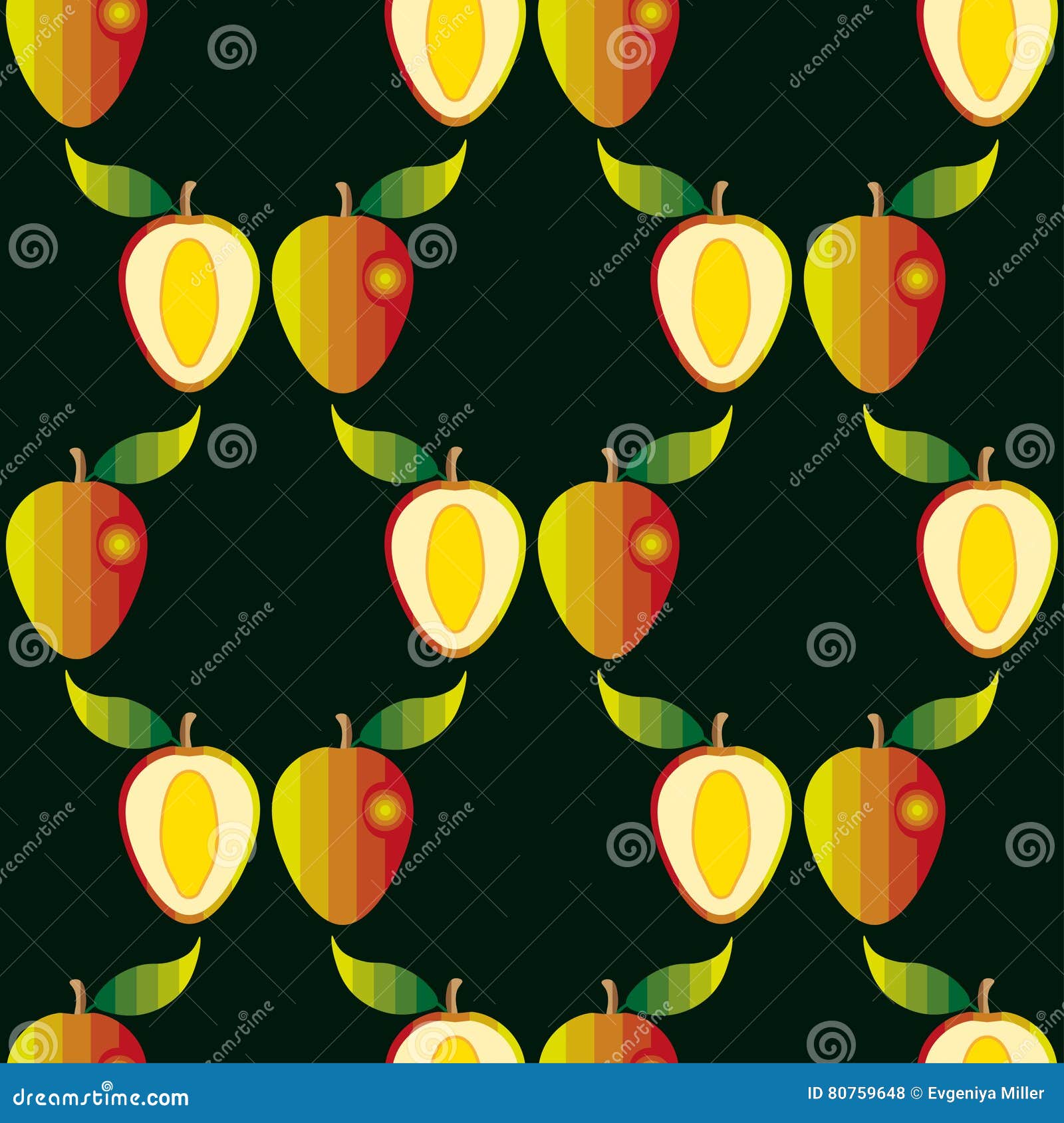 Seamless Pattern with Mangoes. Stock Illustration - Illustration of color, mango: 80759648