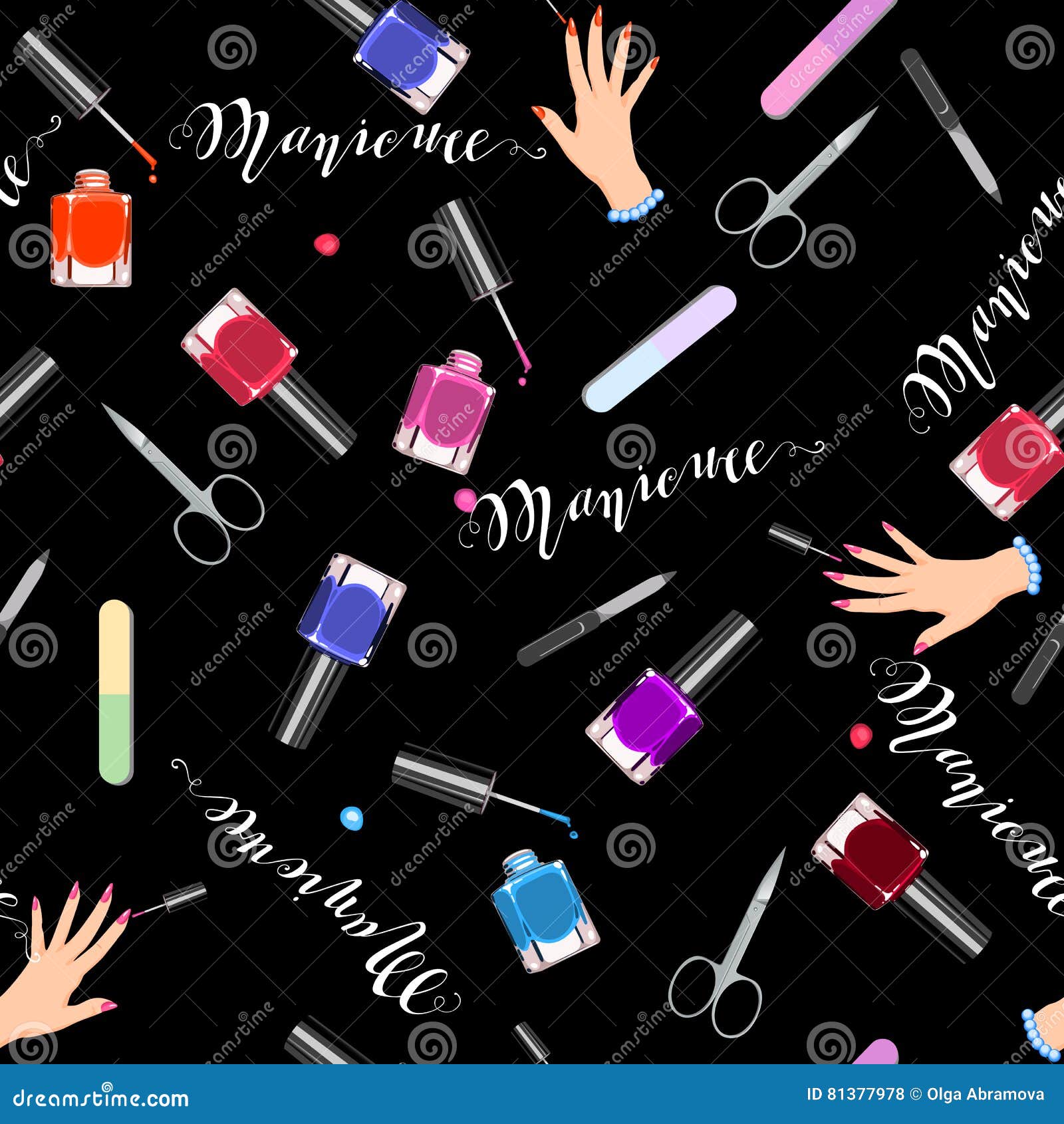 Seamless Pattern Manicure Tools on a White Background. Vector ...