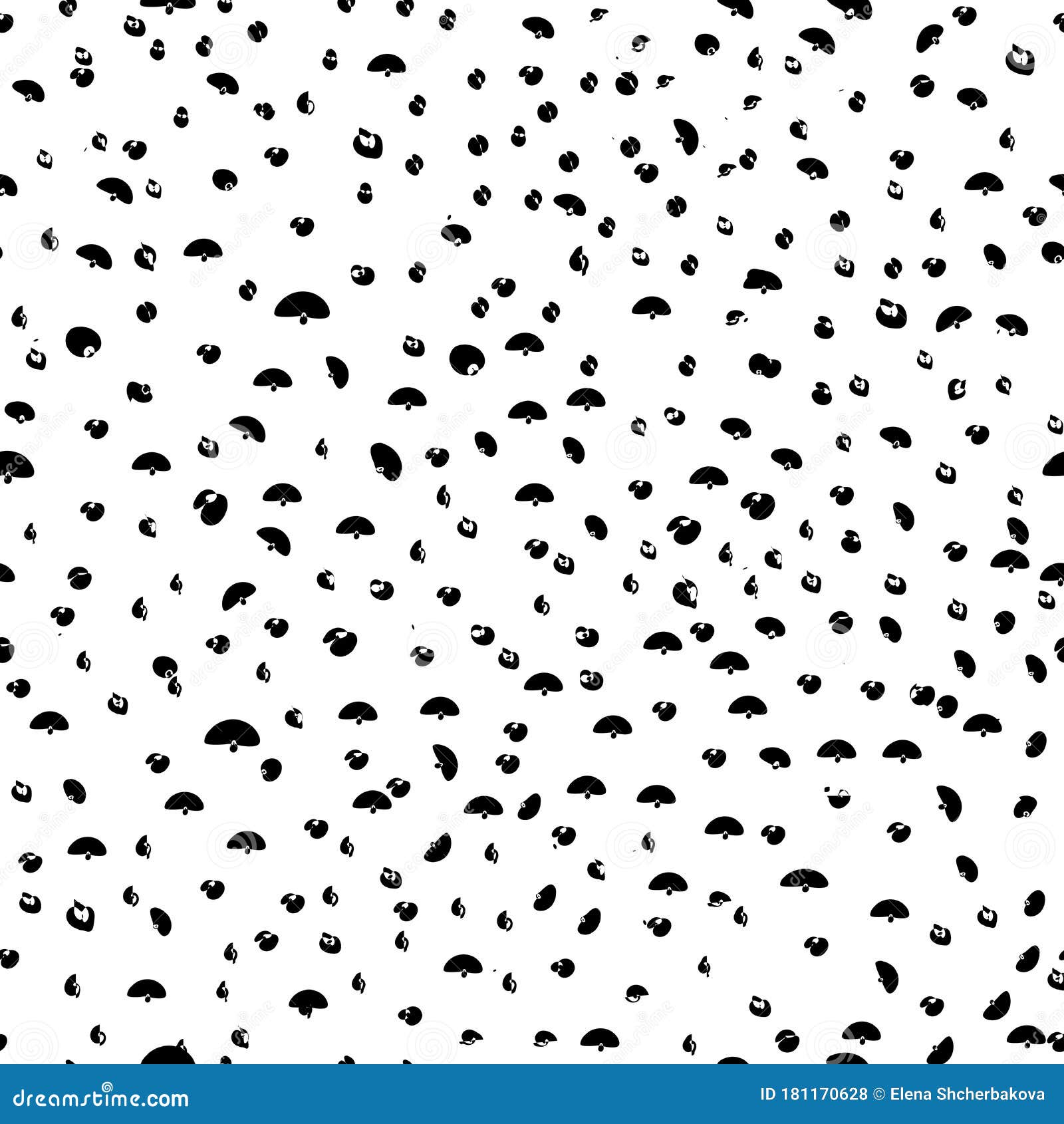 Seamless Pattern: Many Abstract Spots of Black on a White Background ...