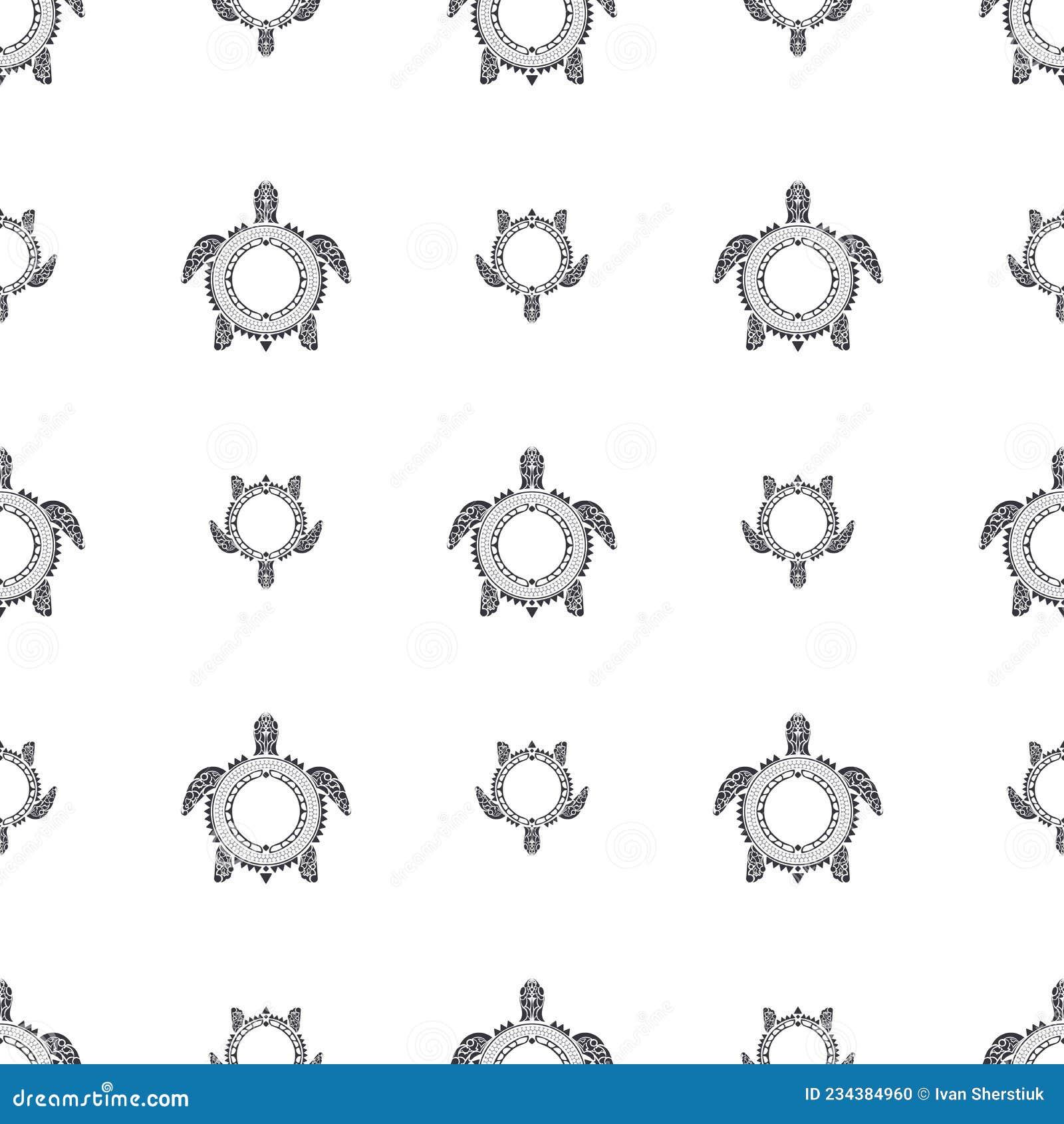 Seamless Pattern with Maori Sea Turtles Pattern. Polynesian Tribal ...