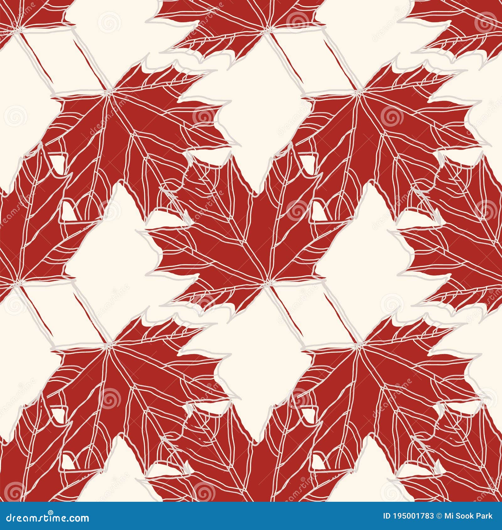 Seamless Pattern with Maple Leaf, Abstract Leaf Chevron Geometric ...