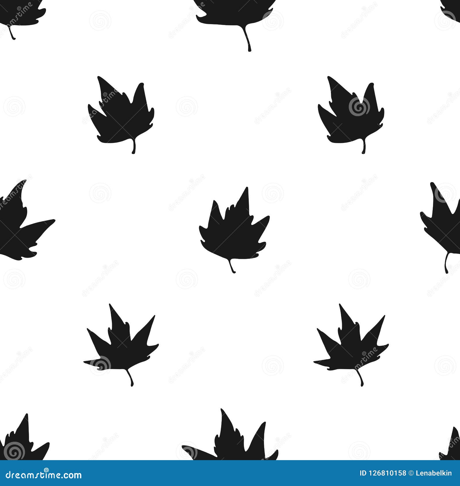 Monochrome Pattern with Maple Leaves on White Background Stock Vector ...