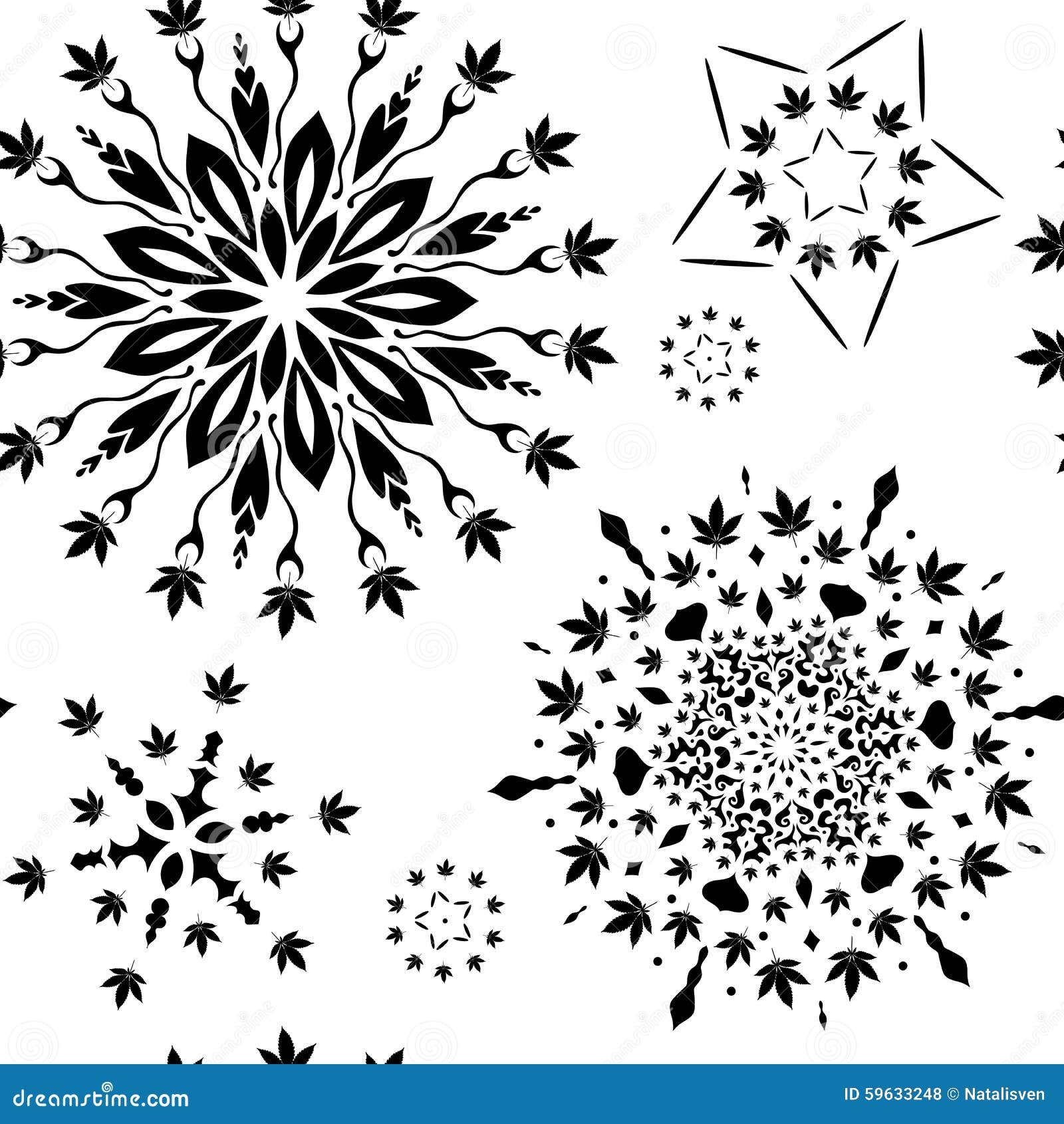 Seamless Pattern with Marijuana Leaves Stock Vector - Illustration of ...