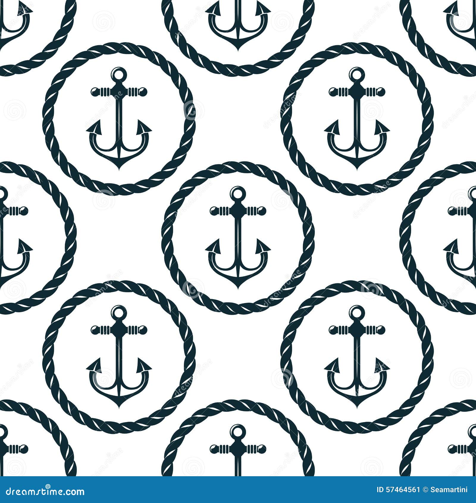 Seamless Pattern of Marine Anchors Stock Vector - Illustration of ...