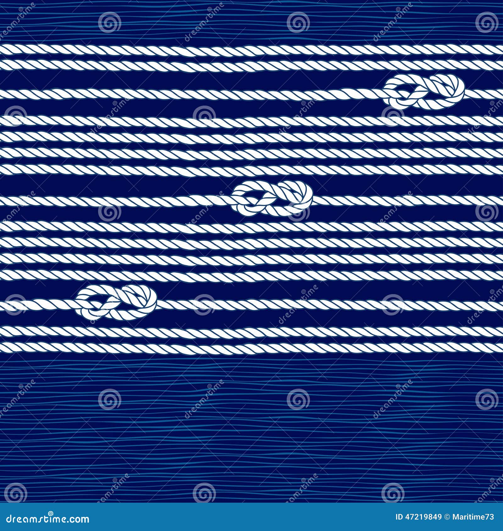 Seamless Pattern with Marine Rope and Knots on a Blue Background Stock ...