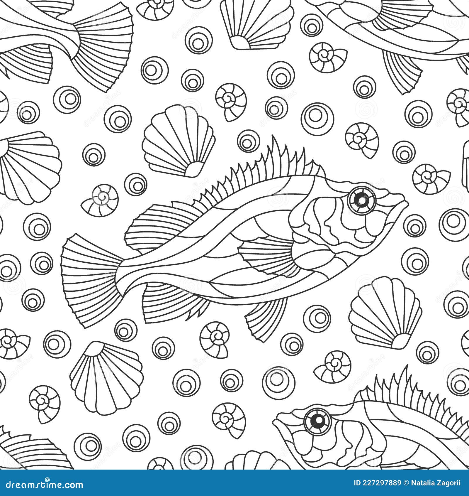 Contour Fish Illustrations In Stained Glass Style . Black Contour ...