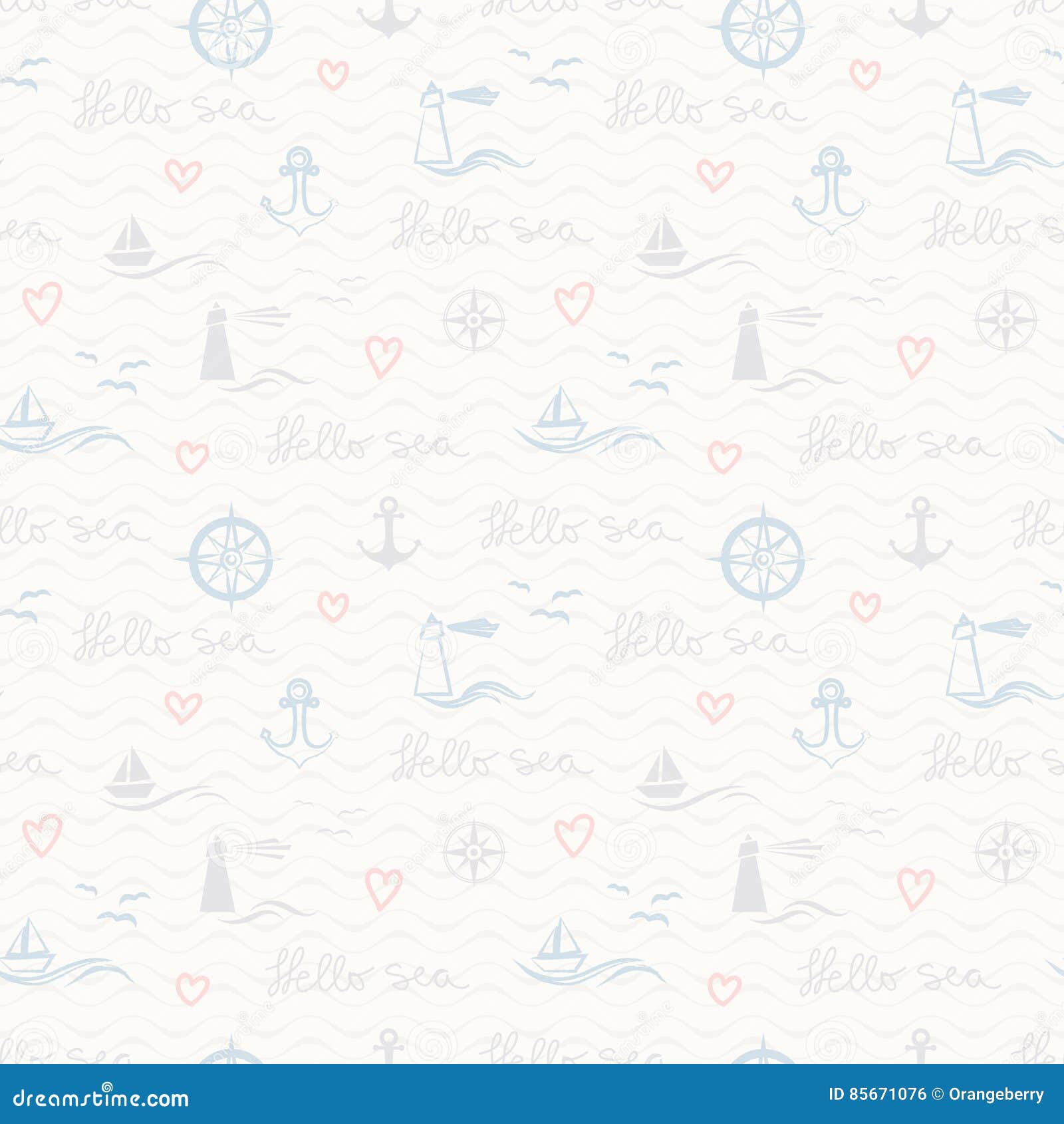 Seamless Pattern with Maritime Elements Stock Vector - Illustration of drawn, gift: 85671076