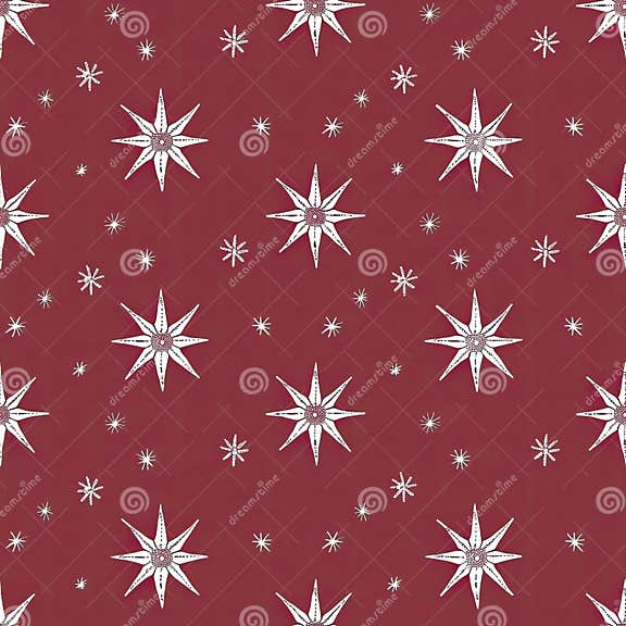 Seamless Pattern of Maroon Stars with White Dots on a Red Background ...