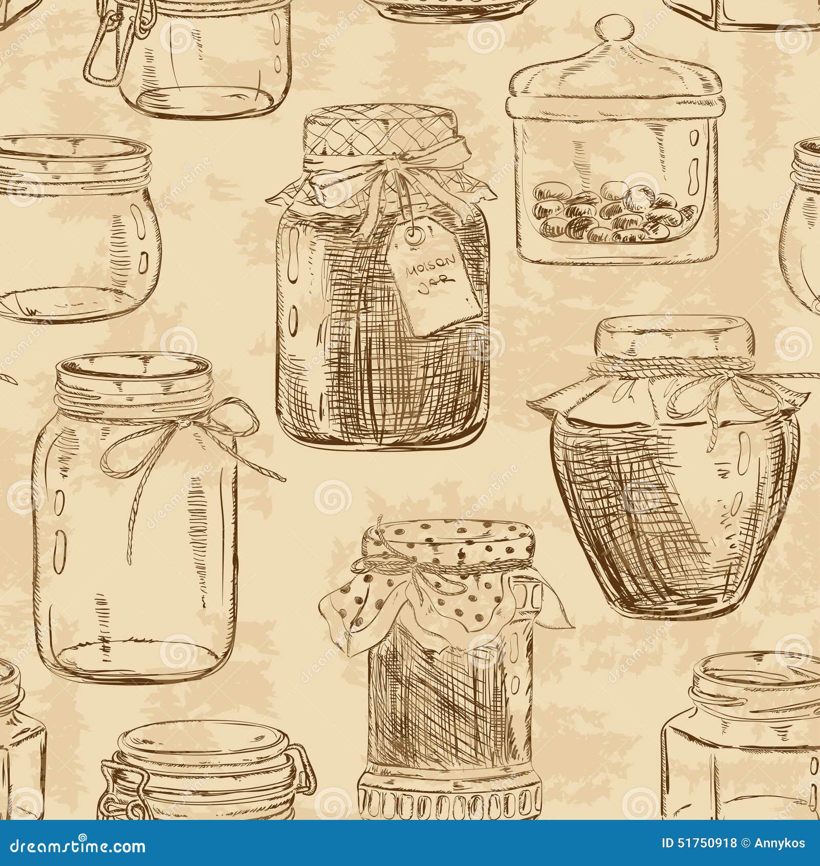 Seamless Pattern of Mason Jars Stock Vector - Illustration of texture ...