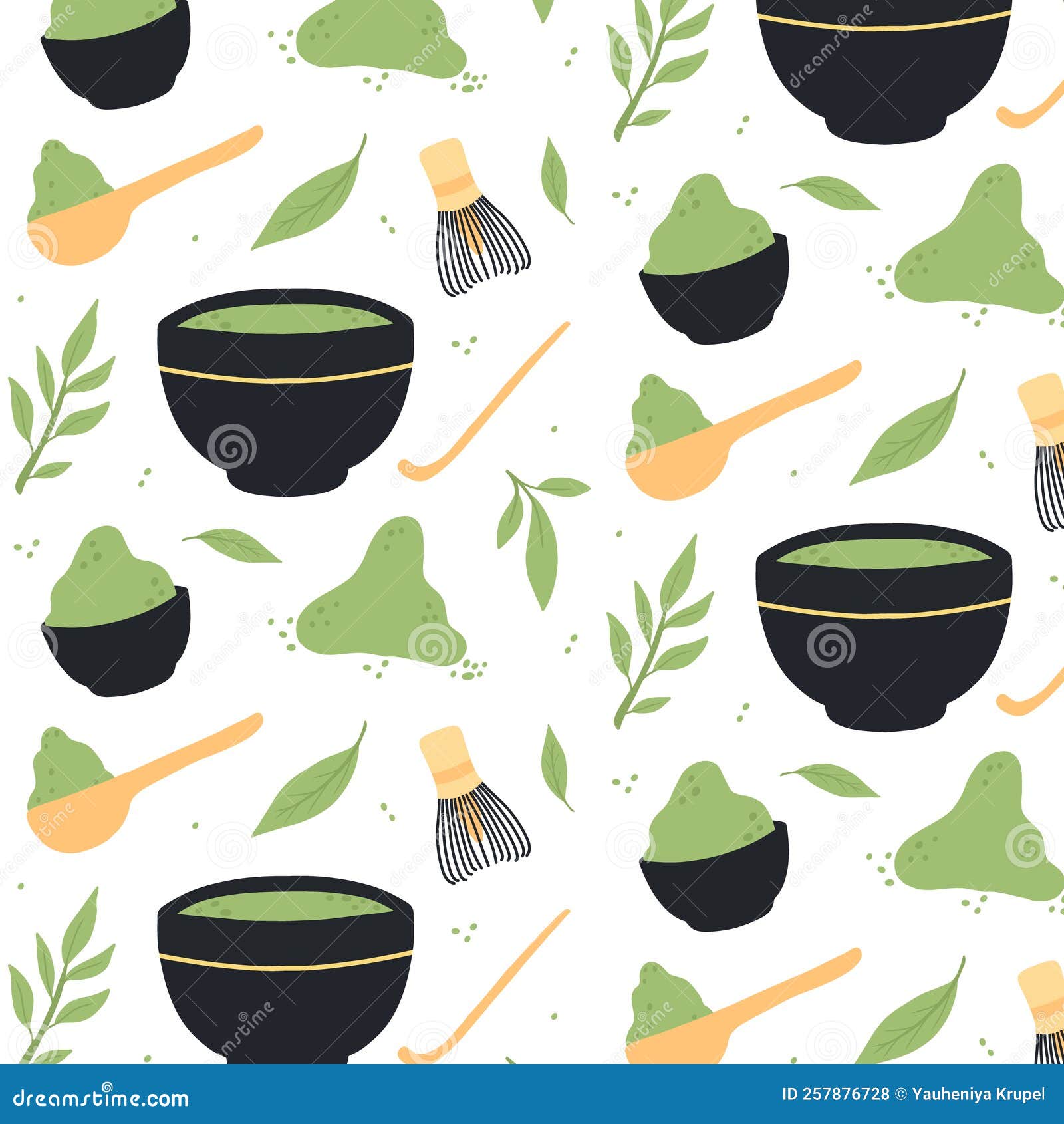 Seamless Pattern with Matcha. Pattern with Green Tea. Stock Vector ...