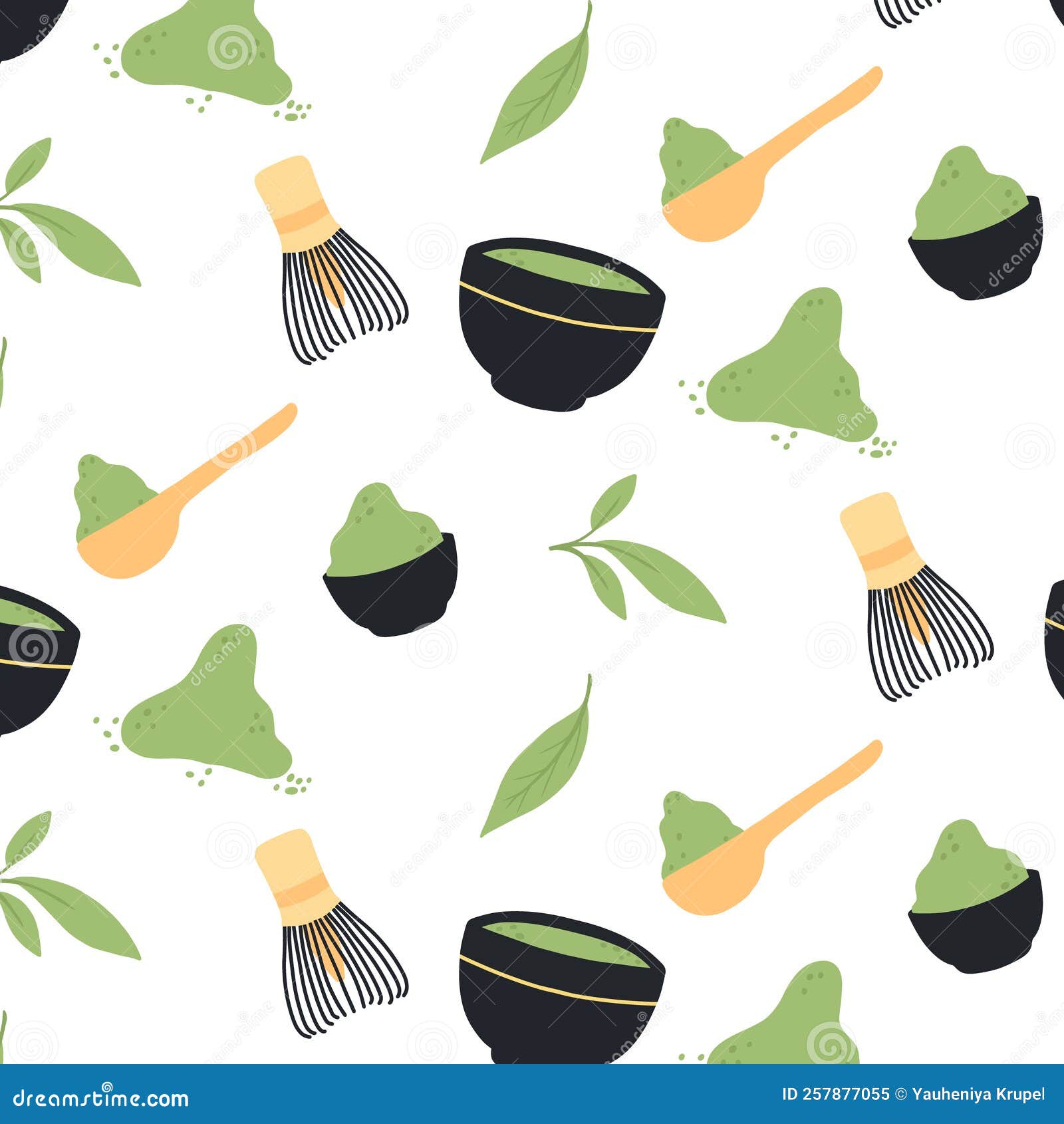 Seamless Pattern with Matcha.Pattern with Green Tea. Stock Vector ...