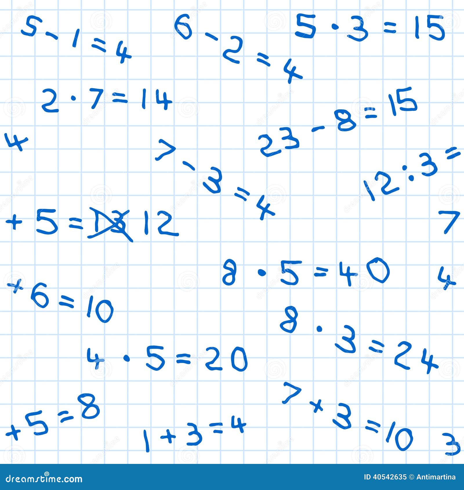 Seamless Pattern of Mathematics Homework on Checkered Paper Stock ...