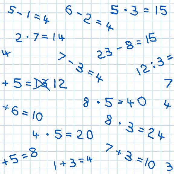 Seamless Pattern of Mathematics Homework on Checkered Paper Stock ...