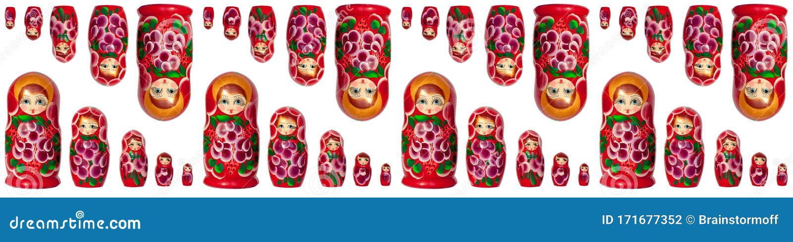 Seamless Pattern of Matreshka Nesting Dolls, White Background Isolated ...