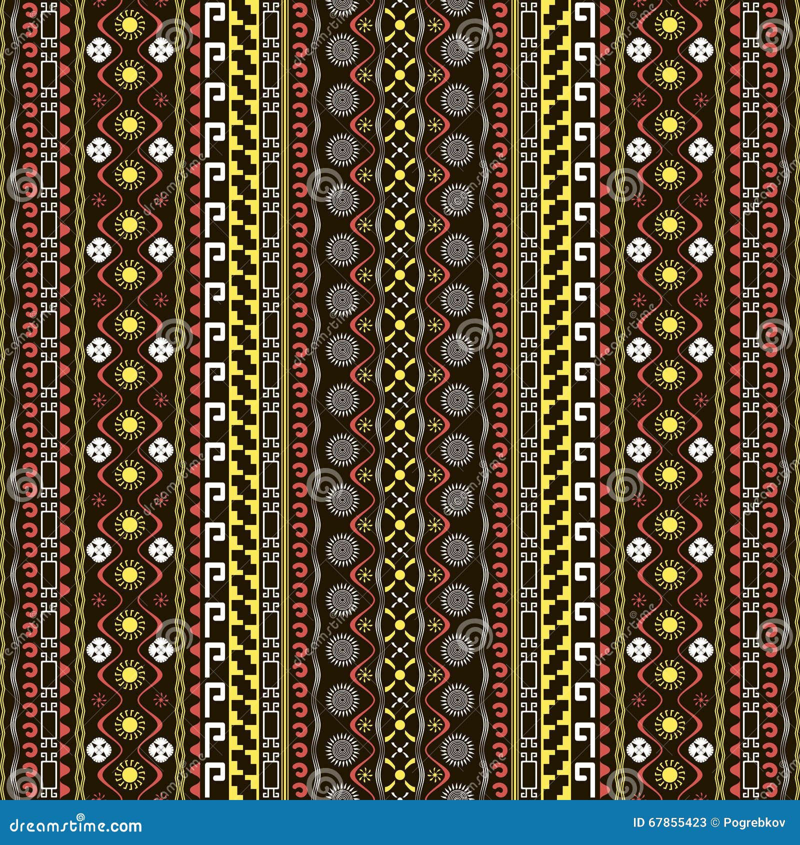 Seamless Pattern with Maya Style Elements Stock Vector - Illustration ...