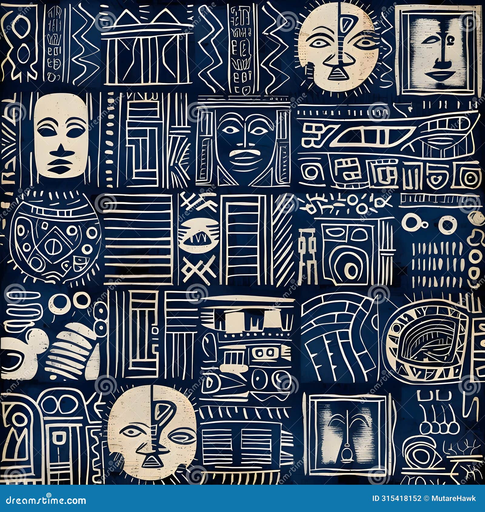 Seamless Pattern with Mayan Ethnic Symbols. Vector Illustration Stock ...