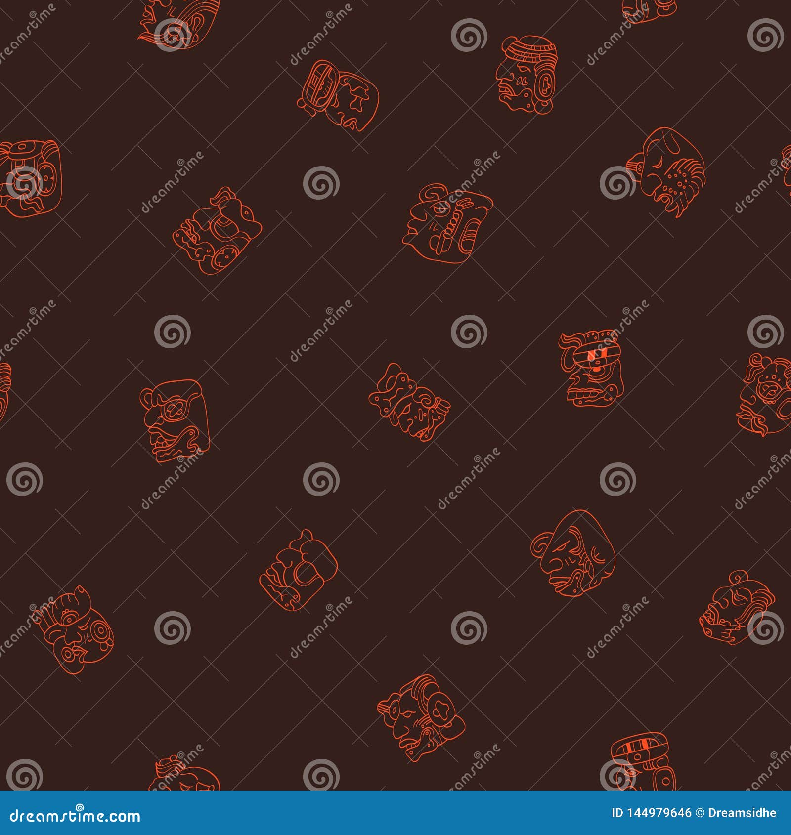 Seamless Pattern with Mayan Glyphs Stock Vector - Illustration of ...