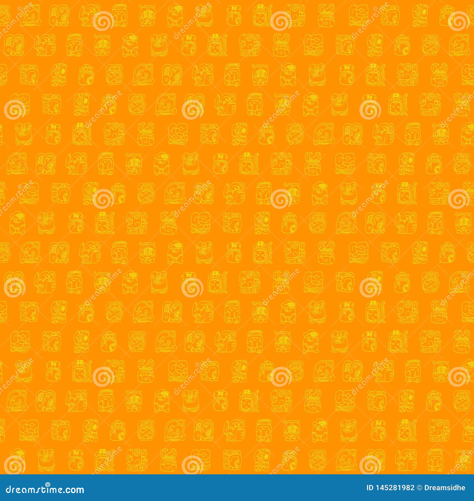 Seamless Pattern with Mayan Glyphs Stock Vector - Illustration of ...