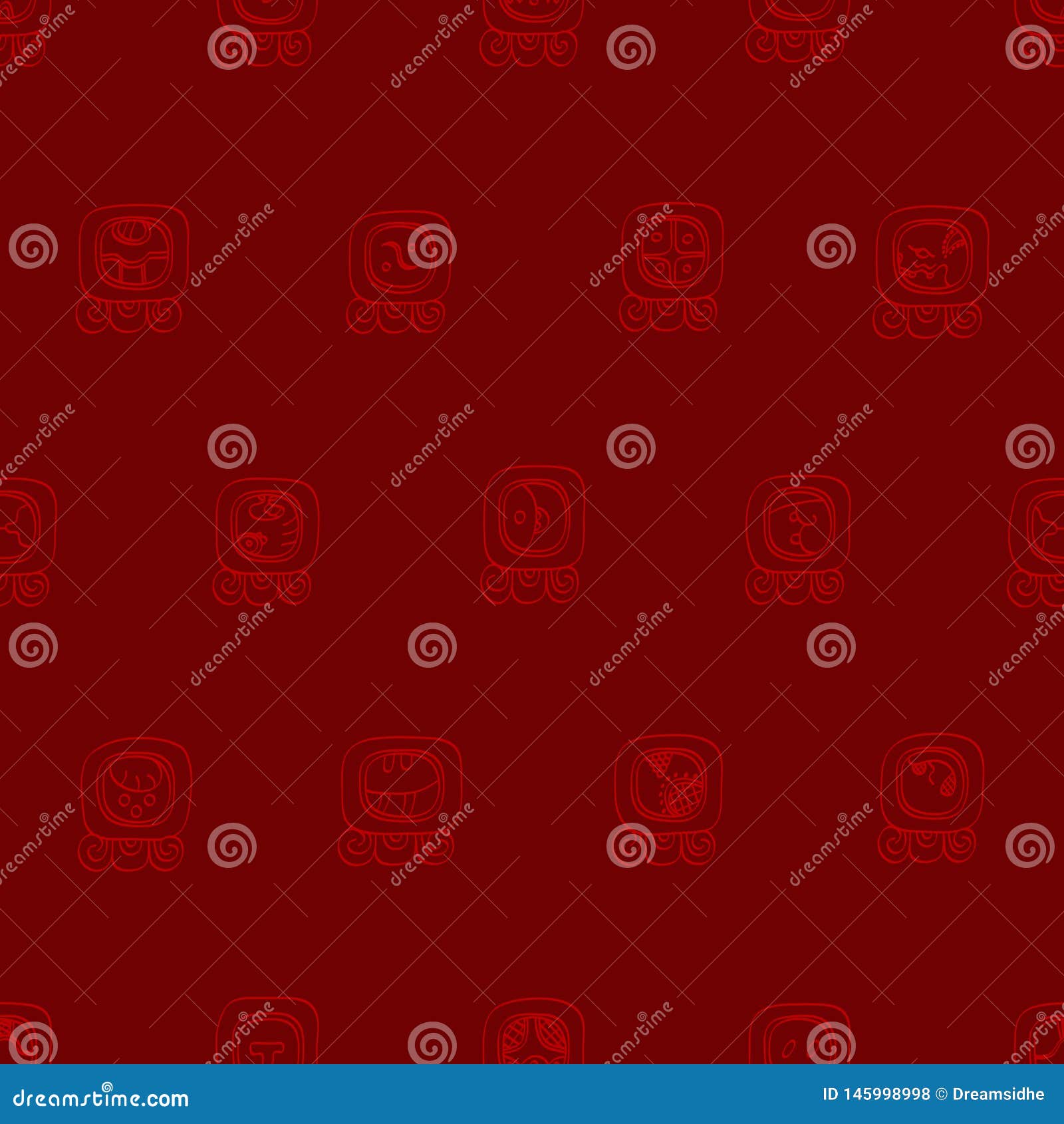 Seamless Pattern with Mayan Glyphs Stock Vector - Illustration of ...