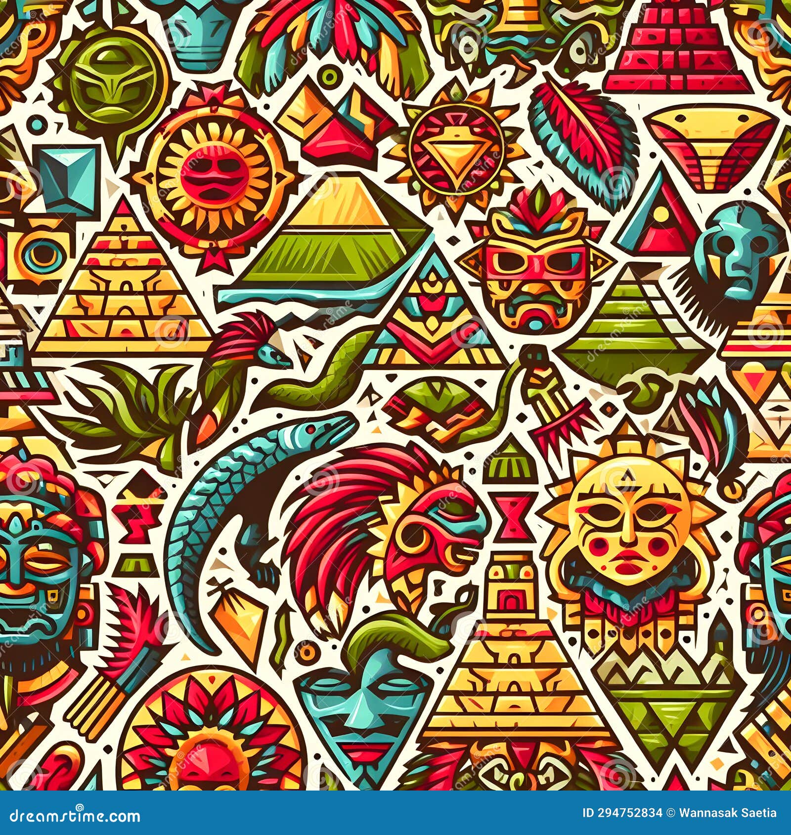 Seamless Pattern With Mayan Symbols. Stock Photography | CartoonDealer ...