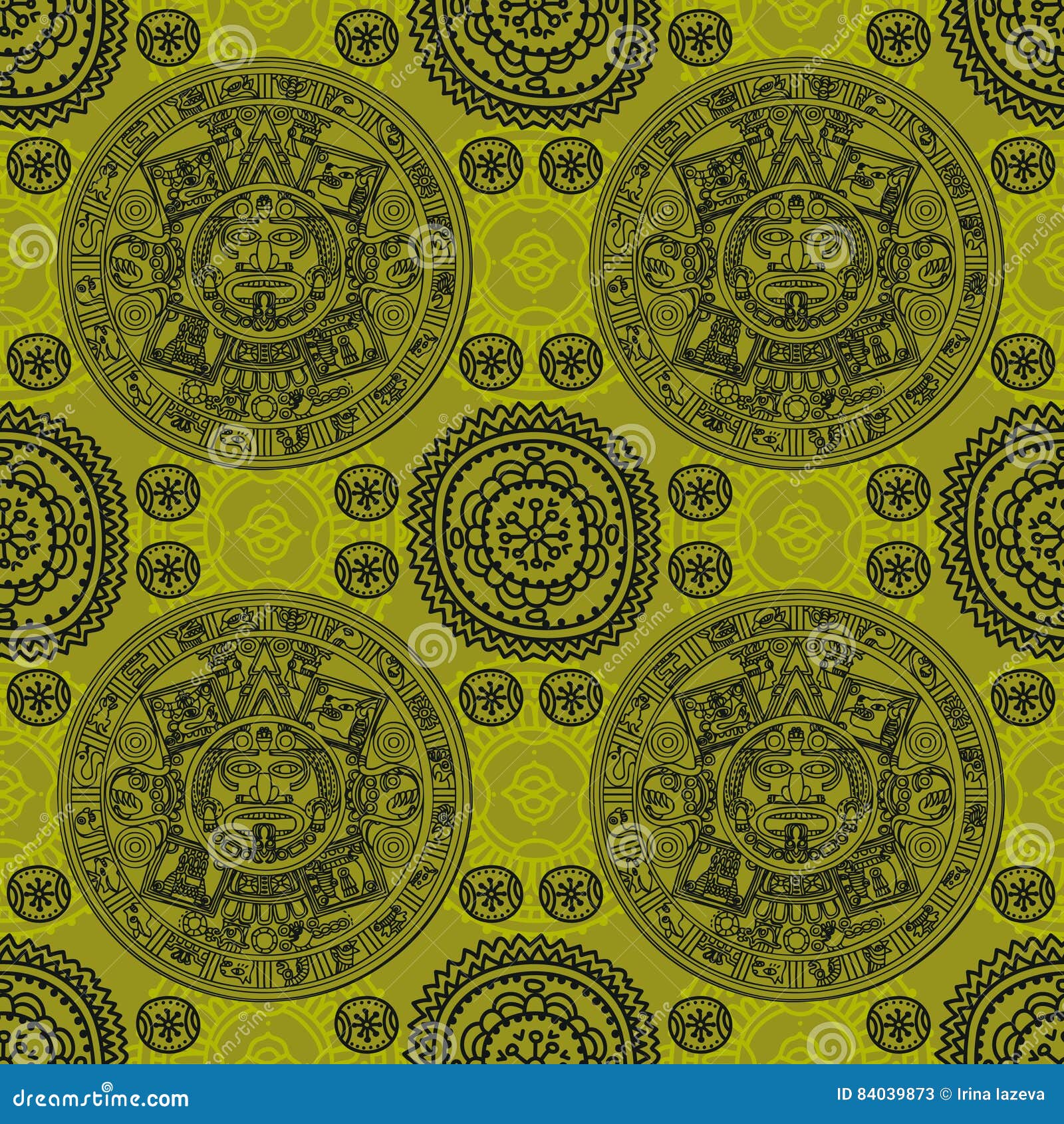Seamless Pattern with Mayan Zodiac Stock Vector - Illustration of ...