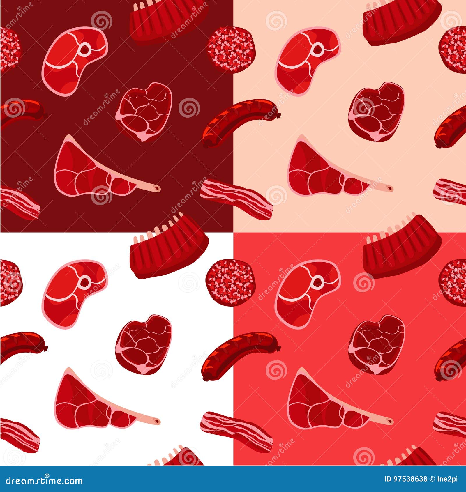 Seamless Pattern with Meat Elements. Vector Food Texture. Stock Vector ...