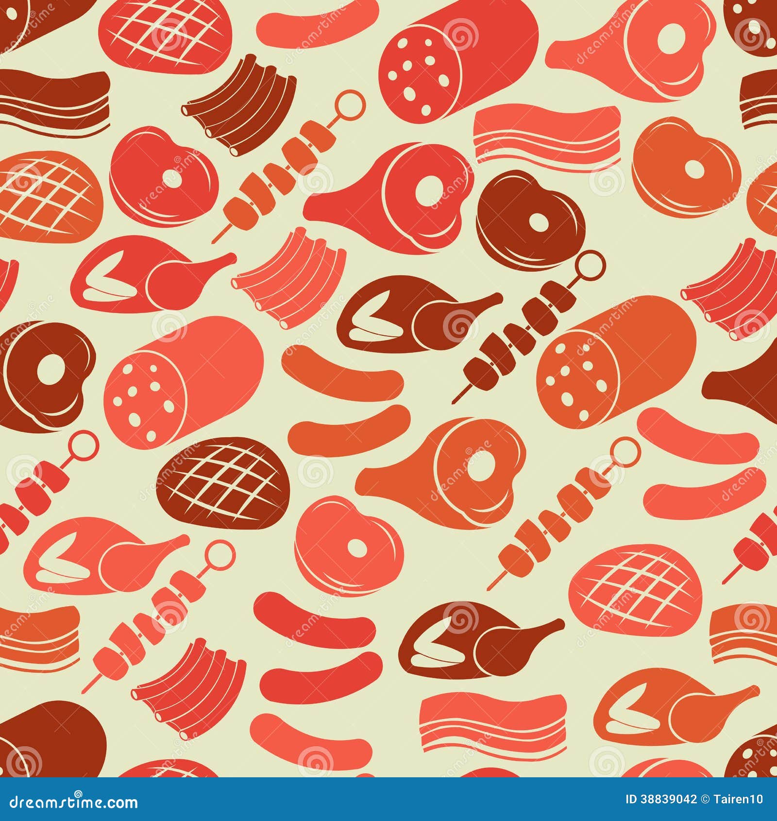 Seamless pattern with meat stock vector. Illustration of beige - 38839042