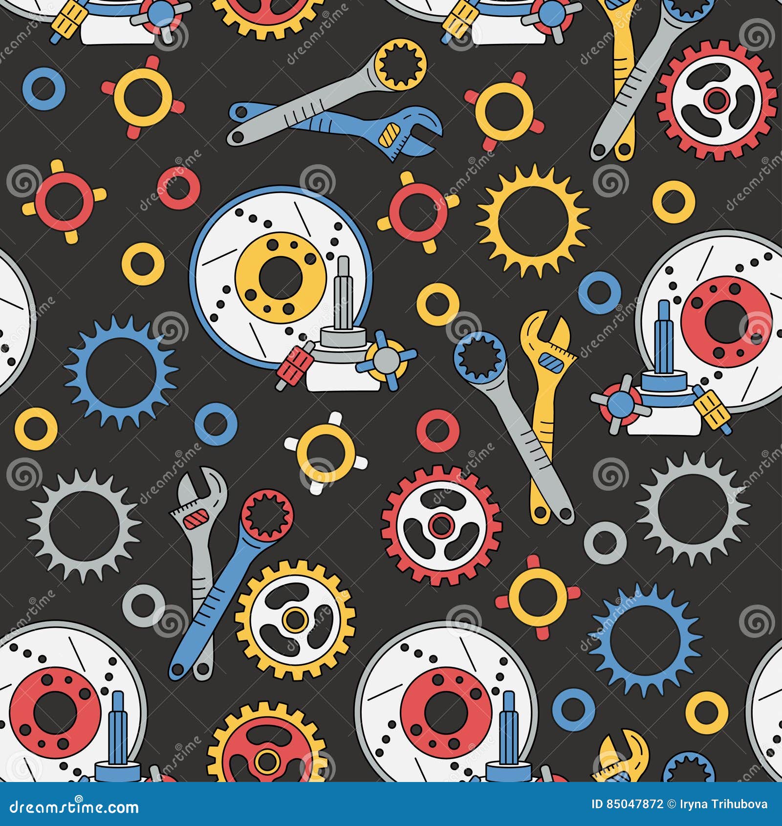Seamless Pattern with Mechanical Components Stock Illustration ...