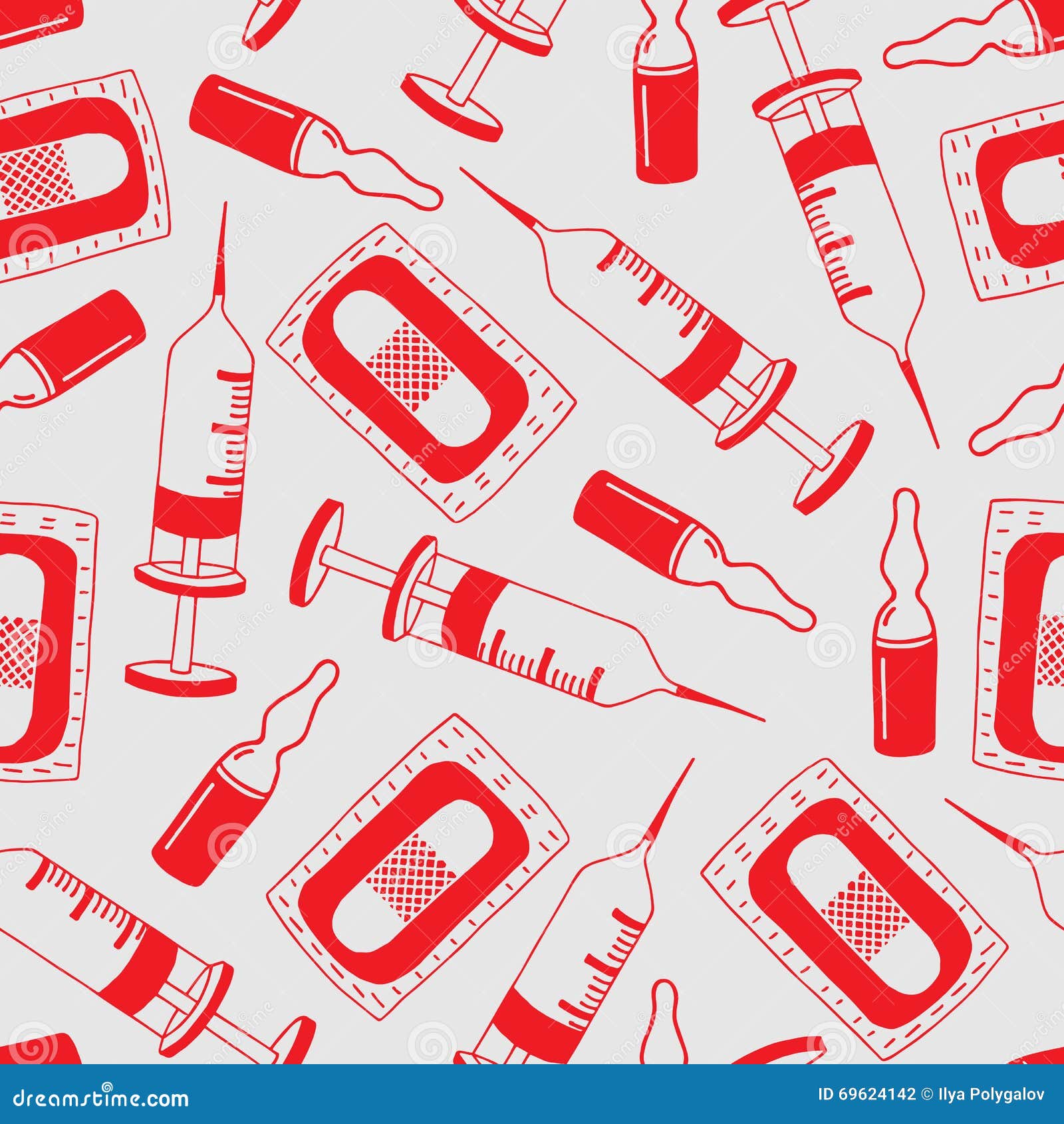 Seamless Pattern of Medical Elements Stock Illustration - Illustration ...