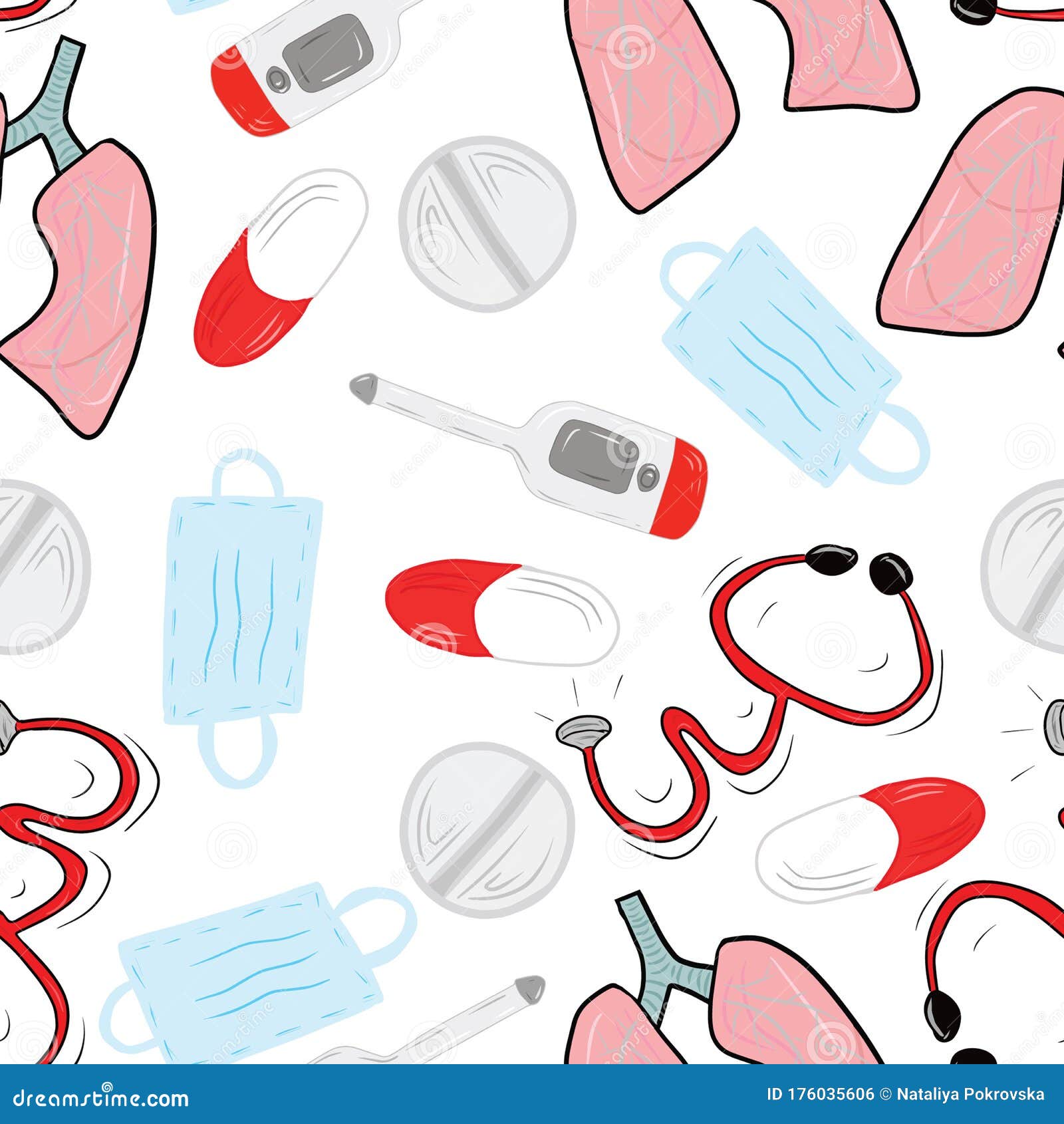 Seamless Pattern with Medical Equipment on White Background. Vector ...