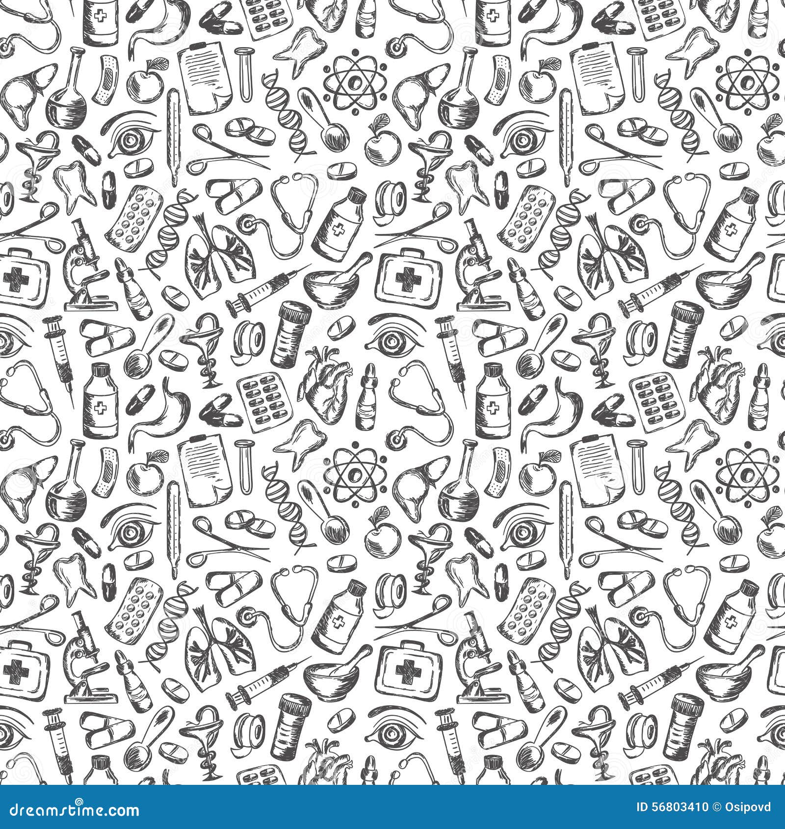 Seamless Pattern Medical Icons and Elements of Stock Vector ...