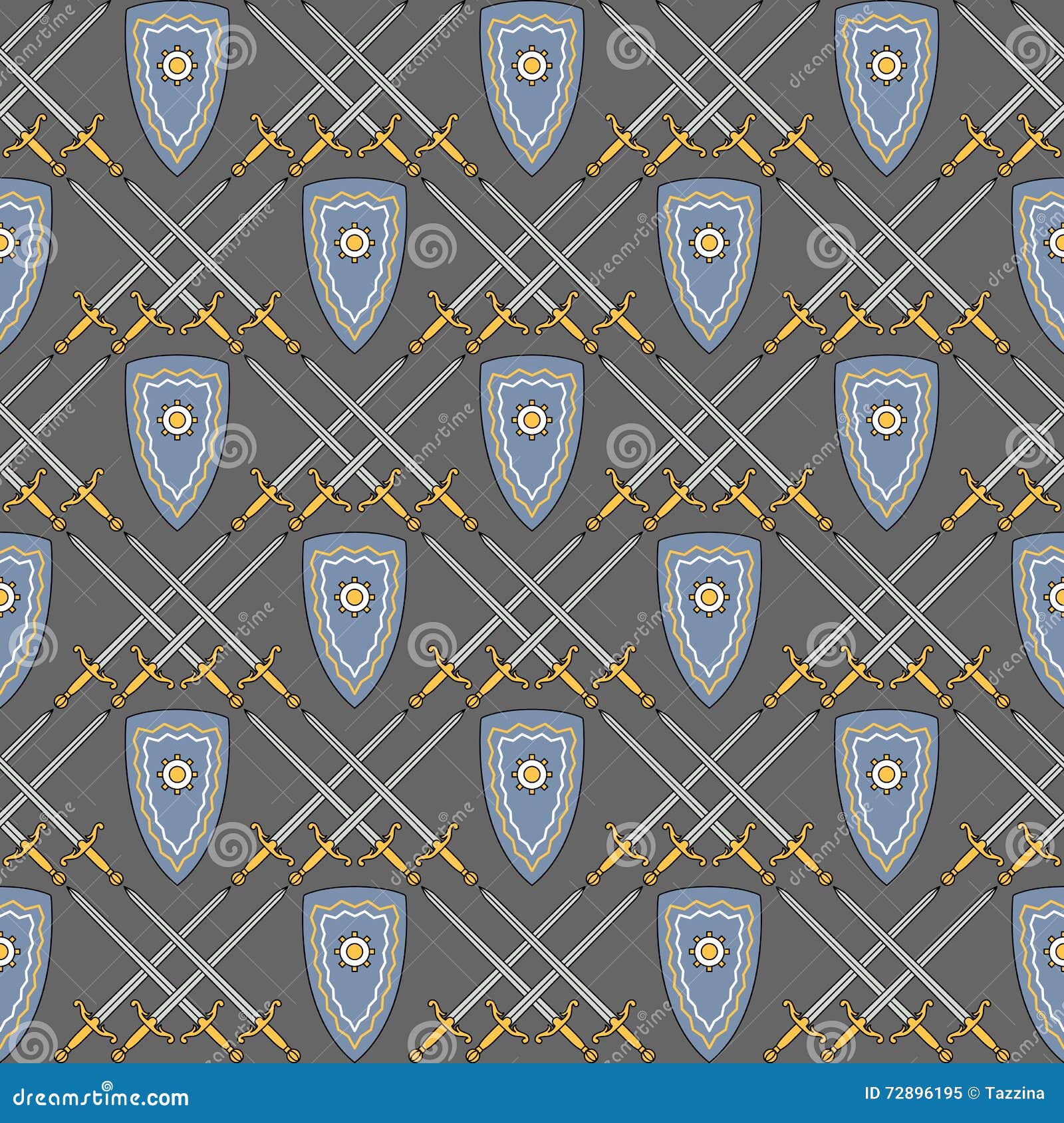 Seamless Pattern with Medieval Shield and Swords Stock Vector ...