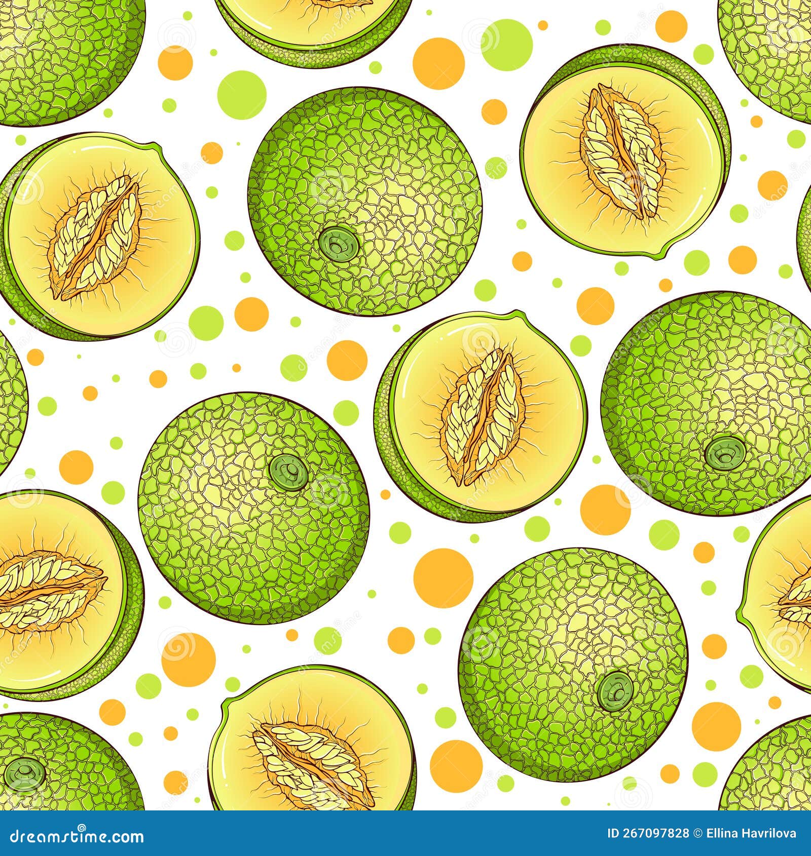 Seamless Pattern with Melon Stock Vector - Illustration of vector ...