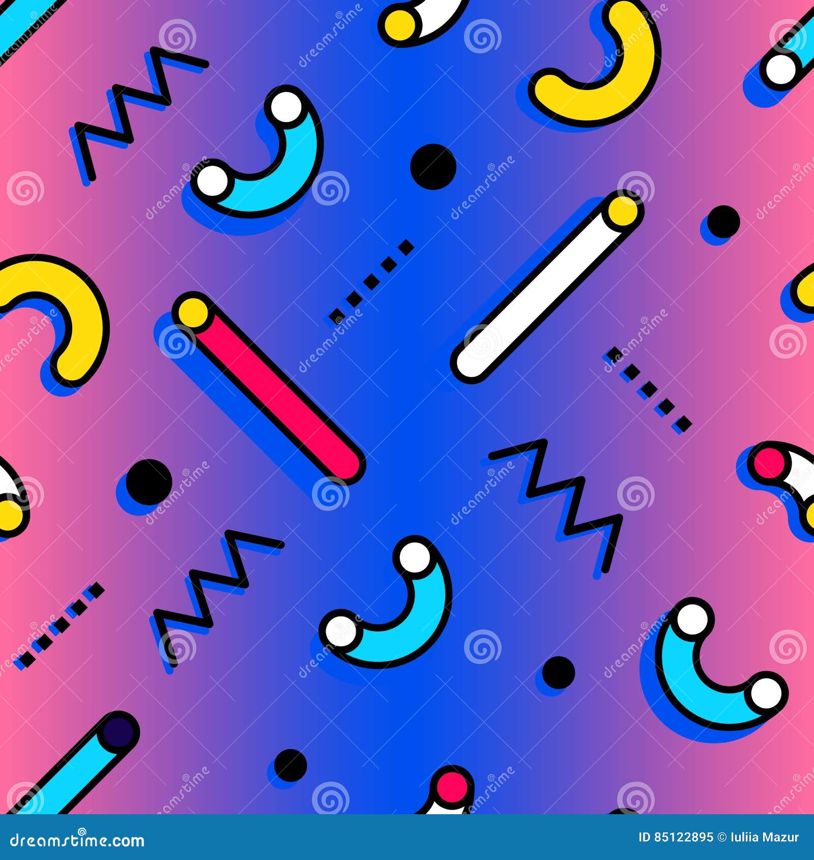 Seamless Pattern in Memphis Style Stock Vector - Illustration of ...