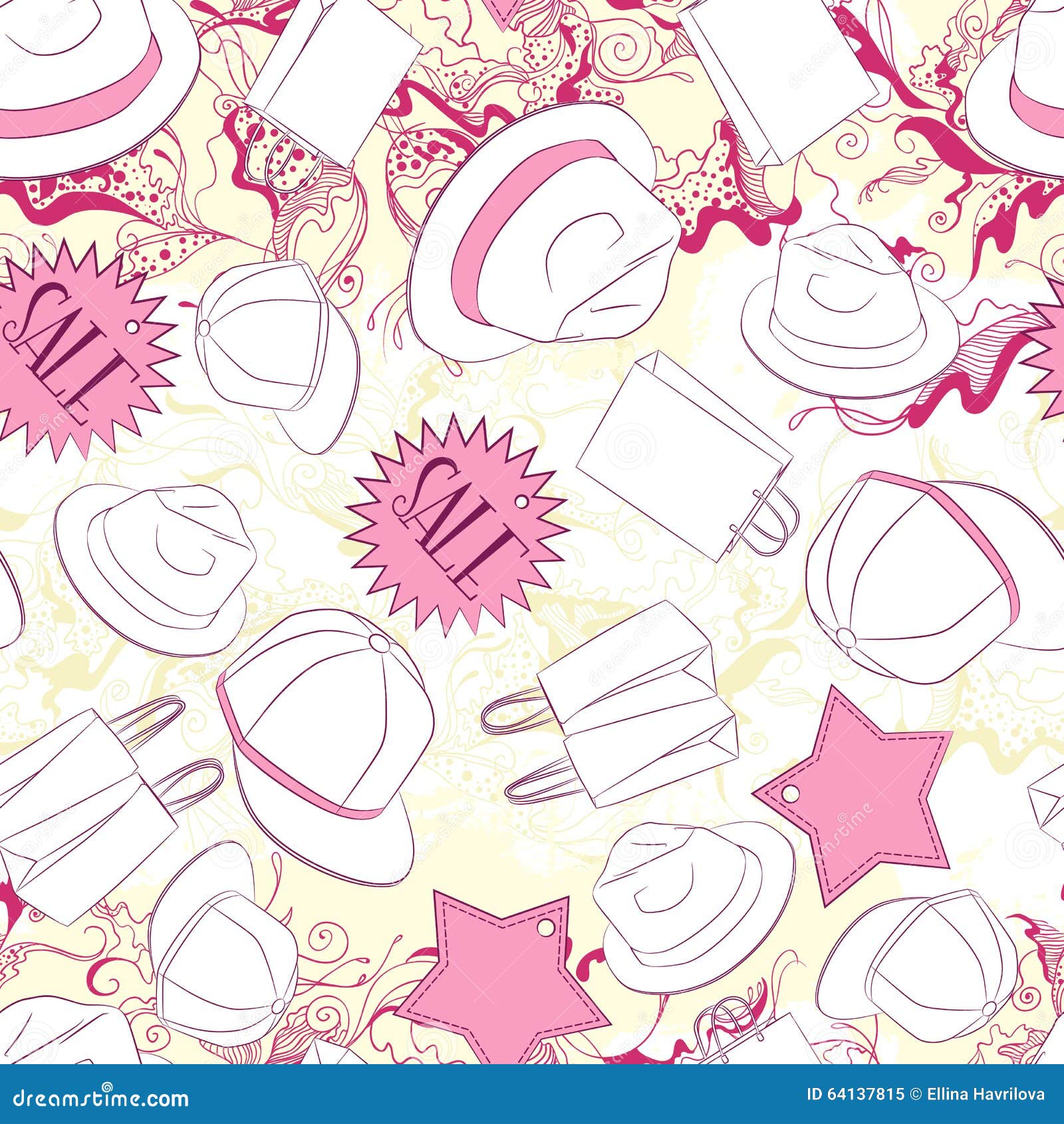 Seamless Pattern with Men Hats and Fashion Accessories Stock Vector ...