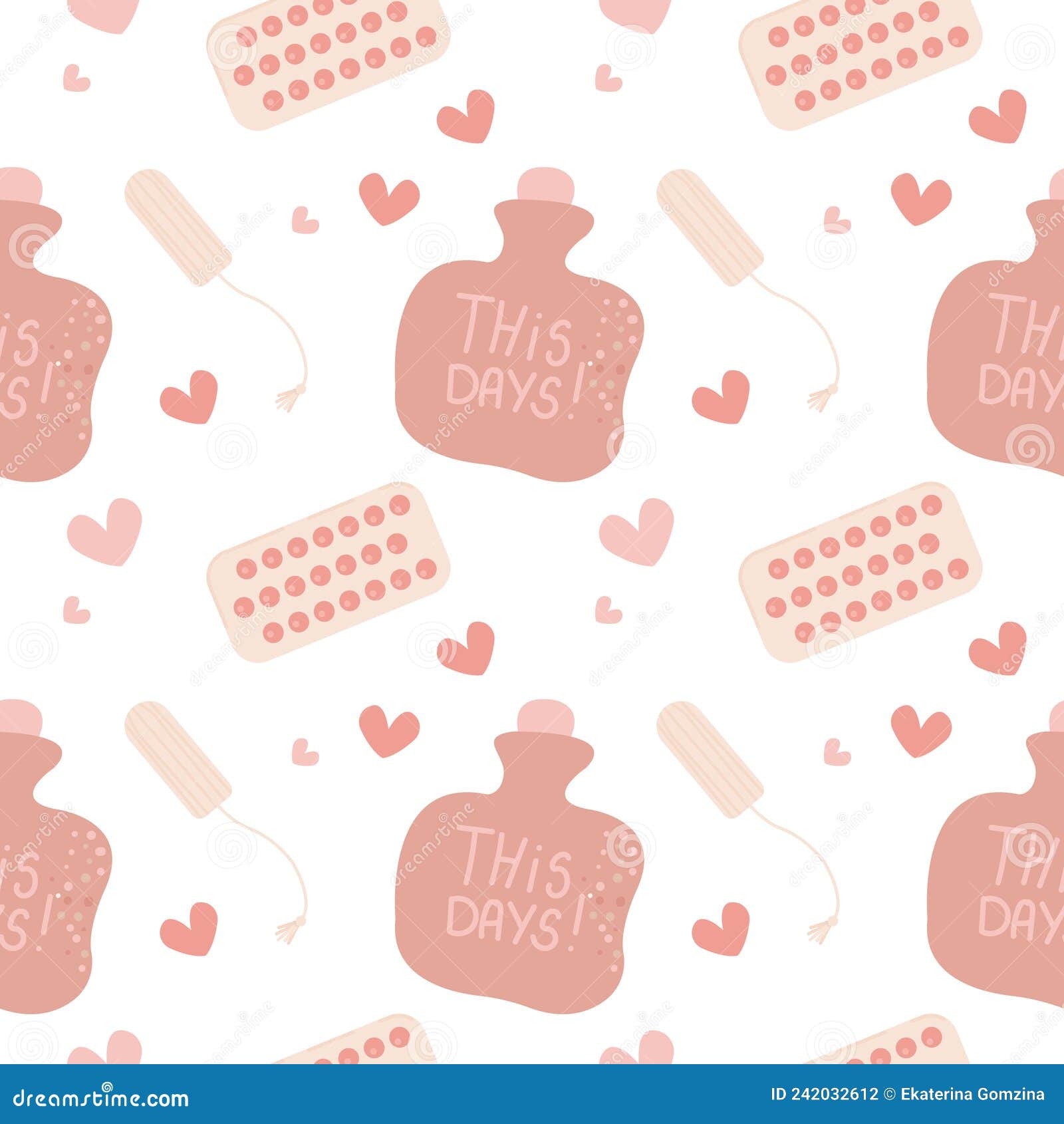 Seamless Pattern with Menstrual Objects. Background, Backdrop, Texture ...